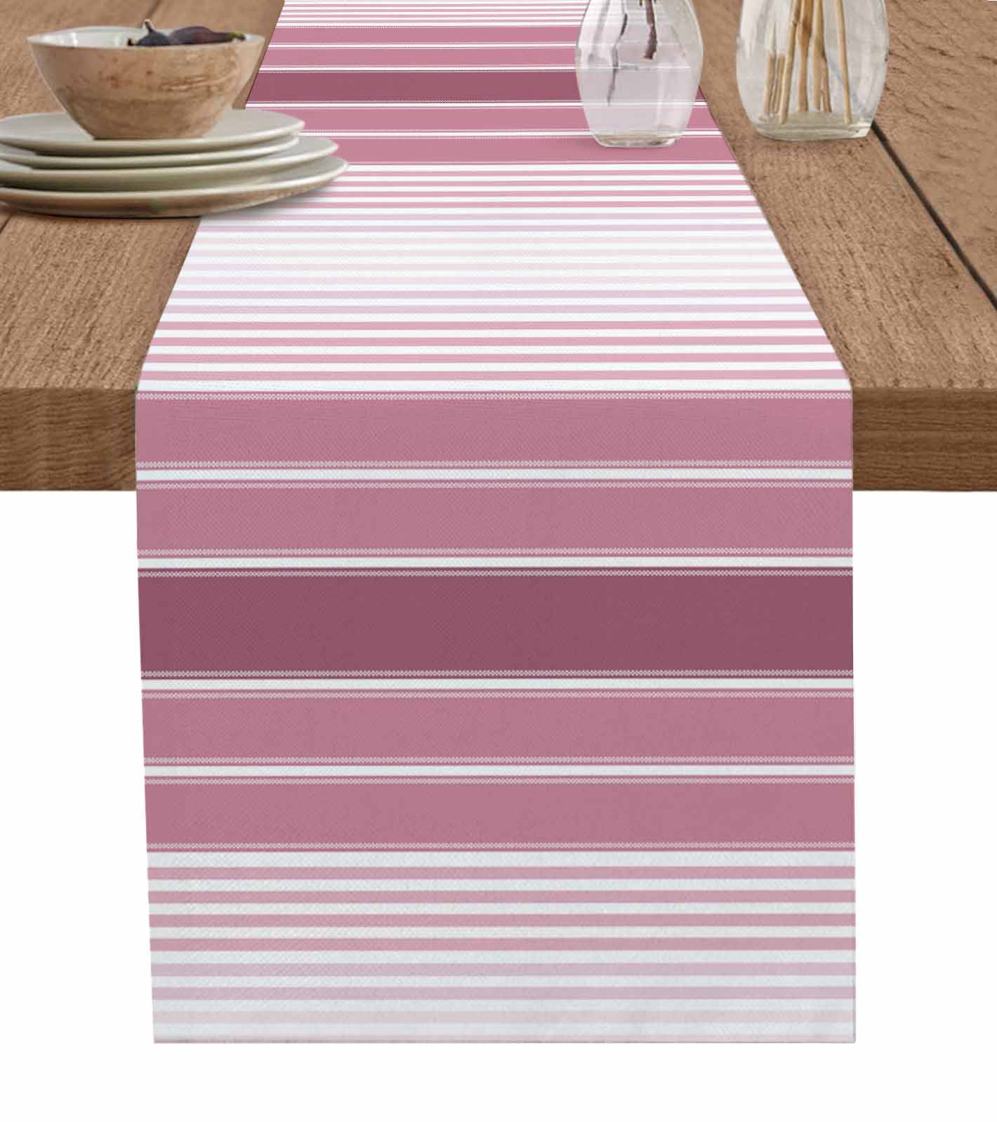 Boanket Pink Ombre Stripe Table Runner - 120 Inch Long, Kitchen Dining ...