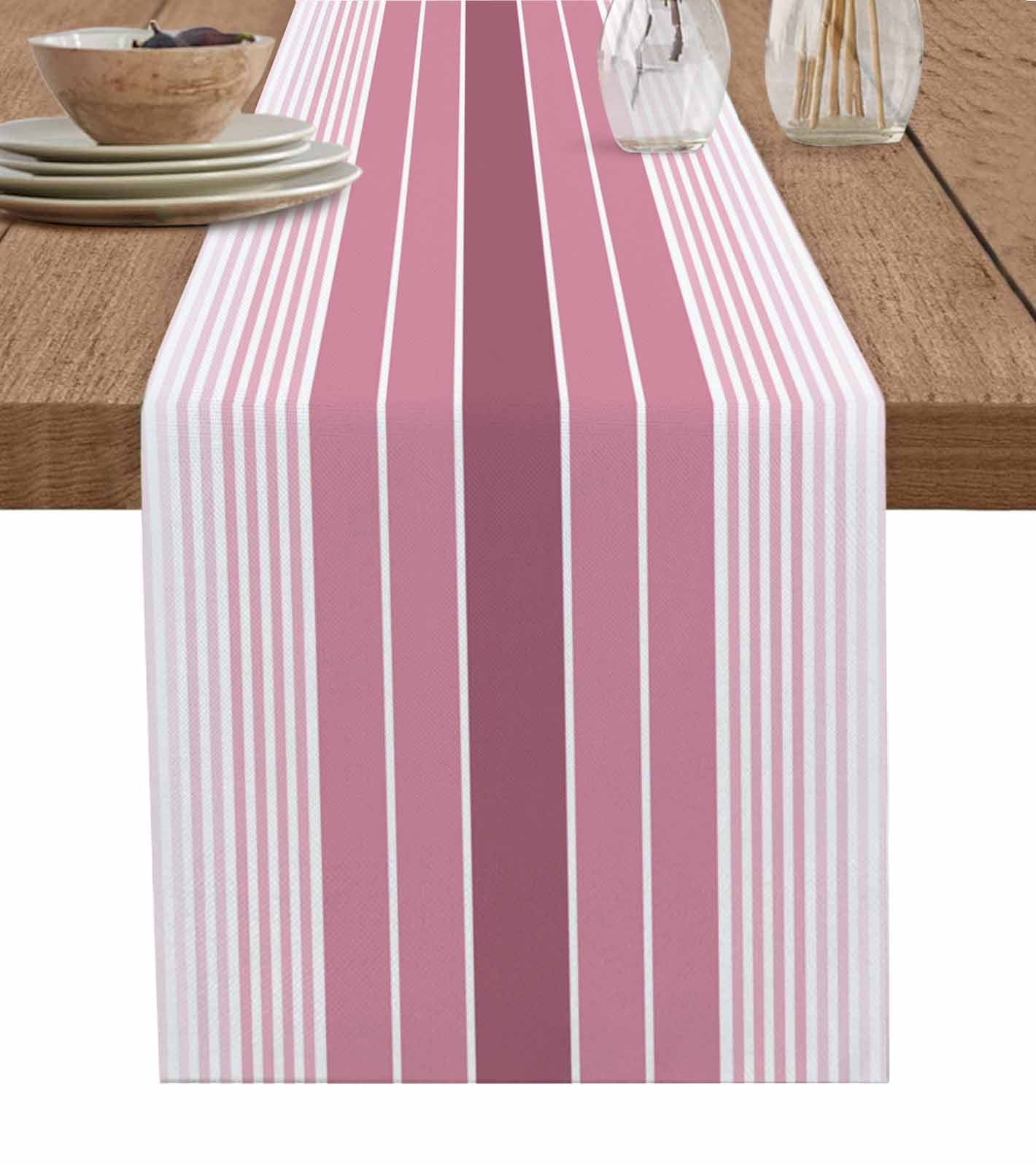 Boanket Pink Ombre Stripe Table Runner - 120 Inch Long, Kitchen Dining ...