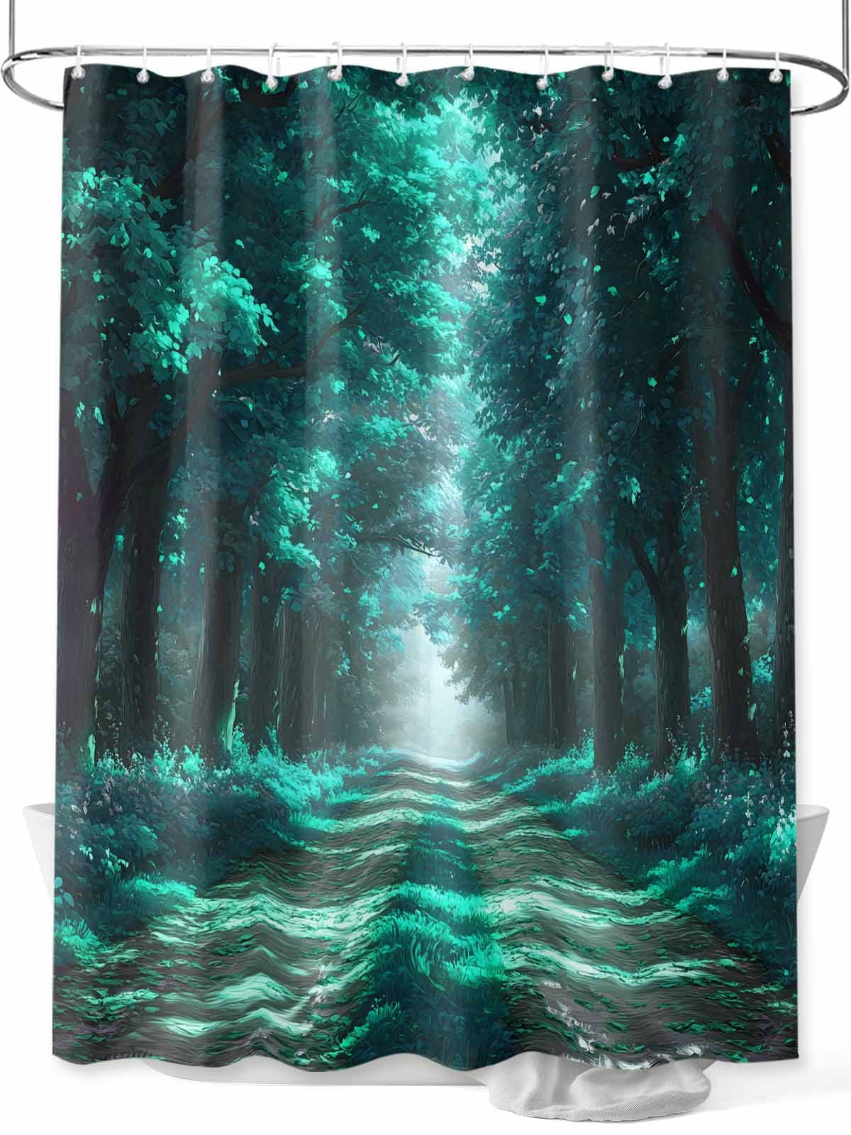 Boanket Polyester Fabric Aque Trees Shower Curtain, Forest Art Decor ...
