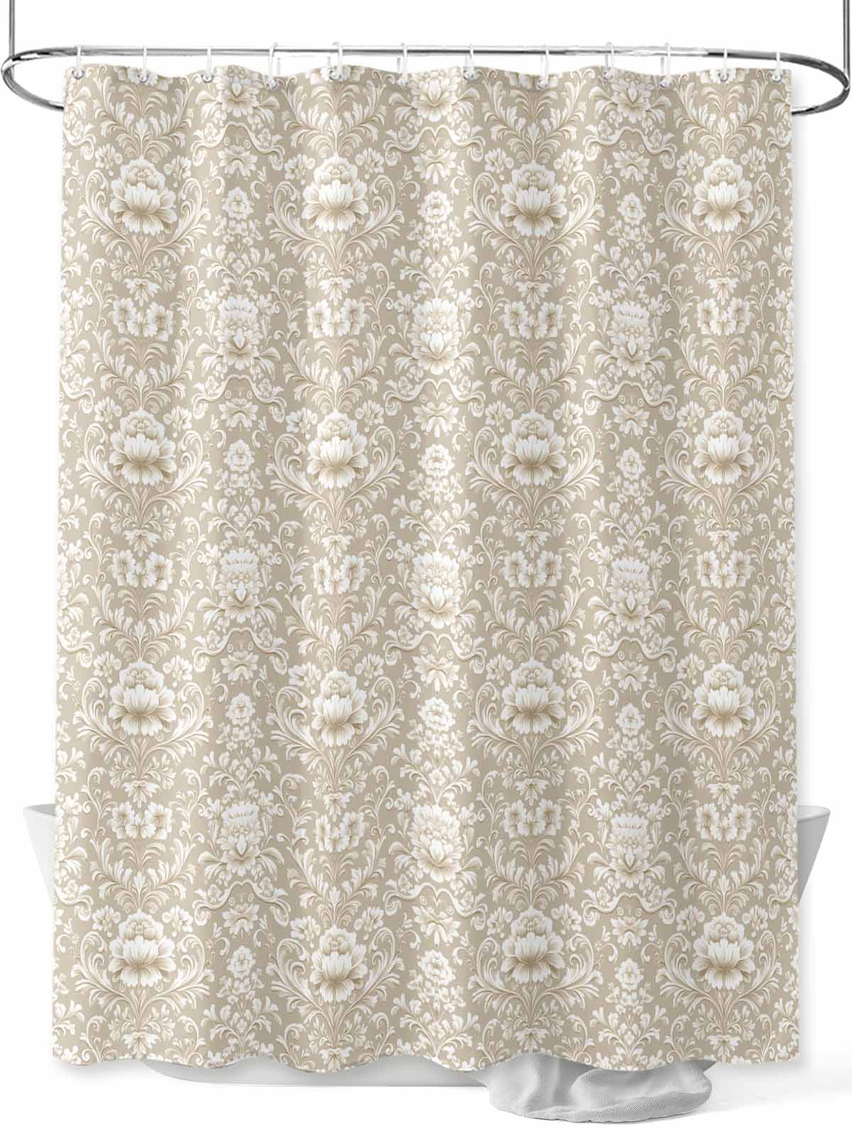 Boanket Polyester Fabric Beige Damask Shower Curtain, Vintage Country ...