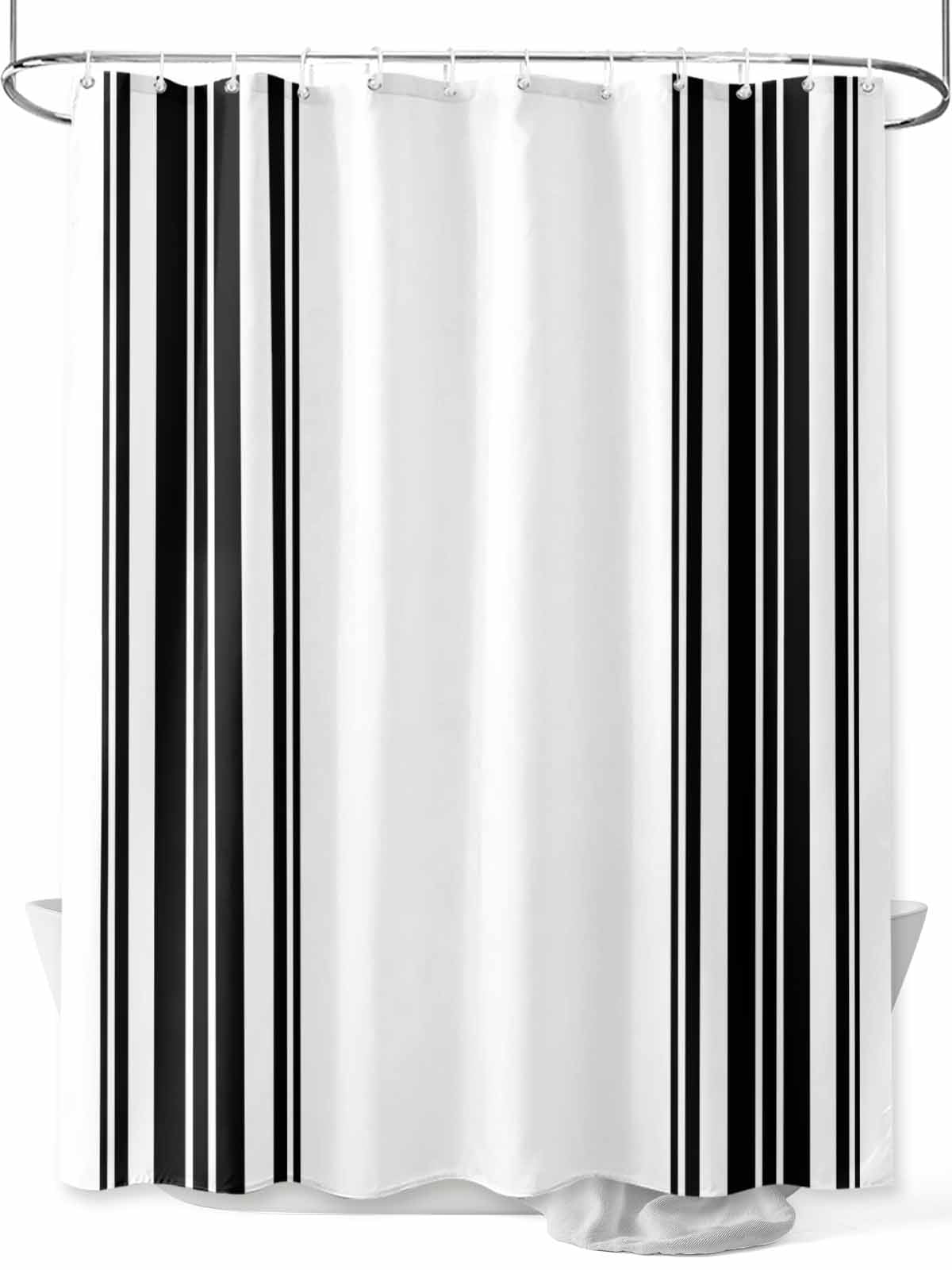 Boanket Polyester Fabric Black Striped Shower Curtain, Modern White Striped Abstract Art ...