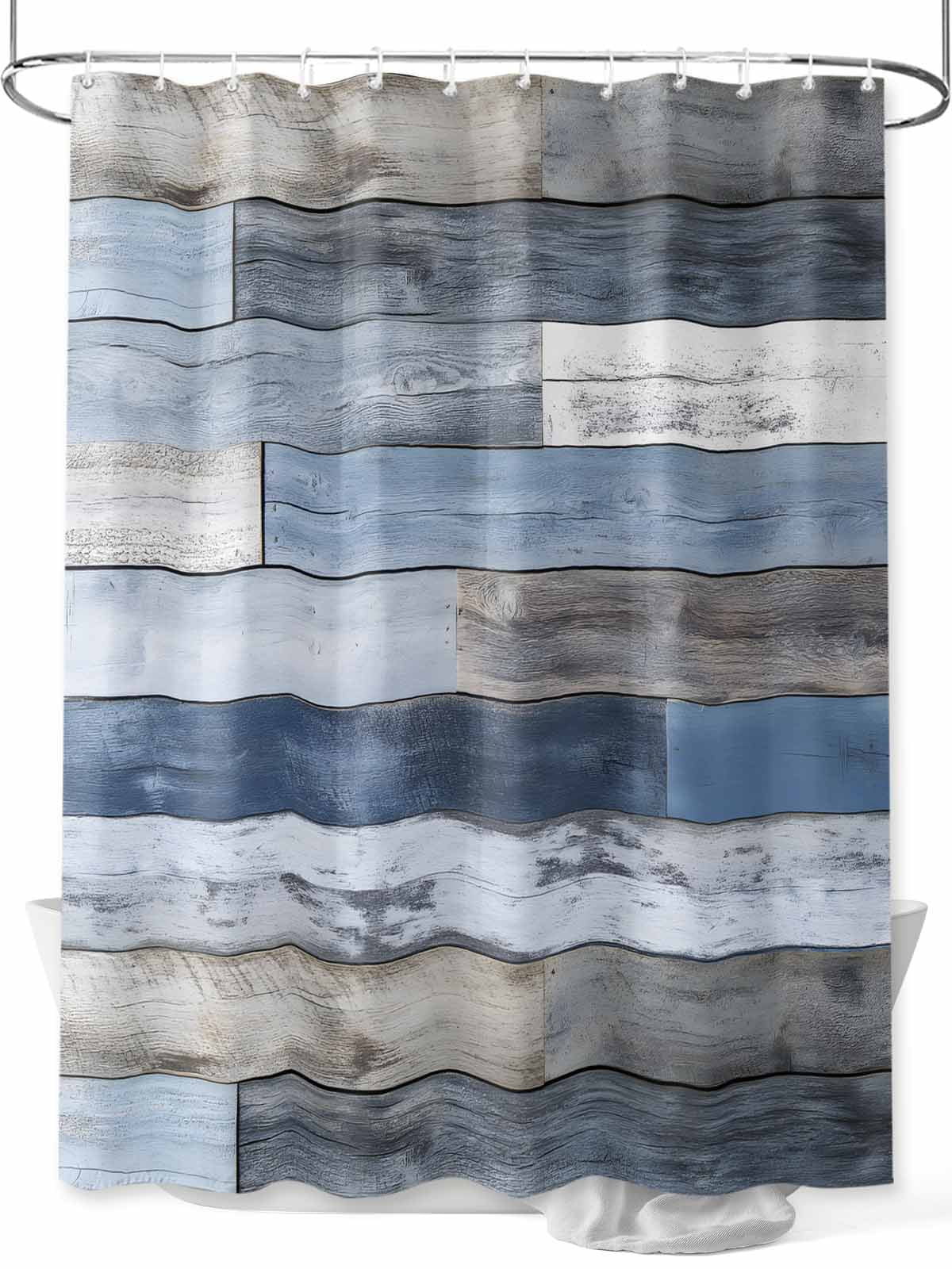 Boanket Polyester Fabric Blue Brown Farmhouse Shower Curtain, Vintage ...