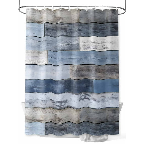 Boanket Polyester Fabric Blue Brown Farmhouse Shower Curtain, Vintage ...