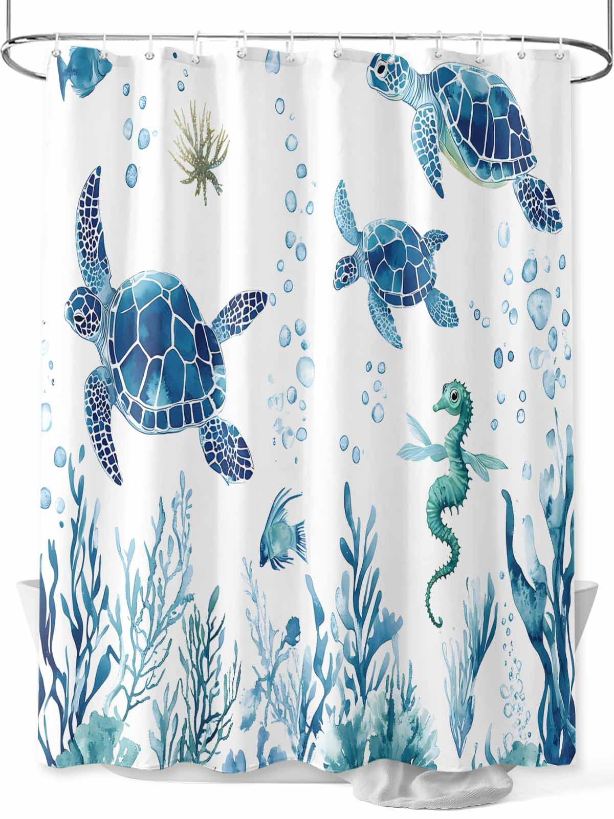 Boanket Polyester Fabric Blue Green Sea Turtle Shower Curtain, Summer ...