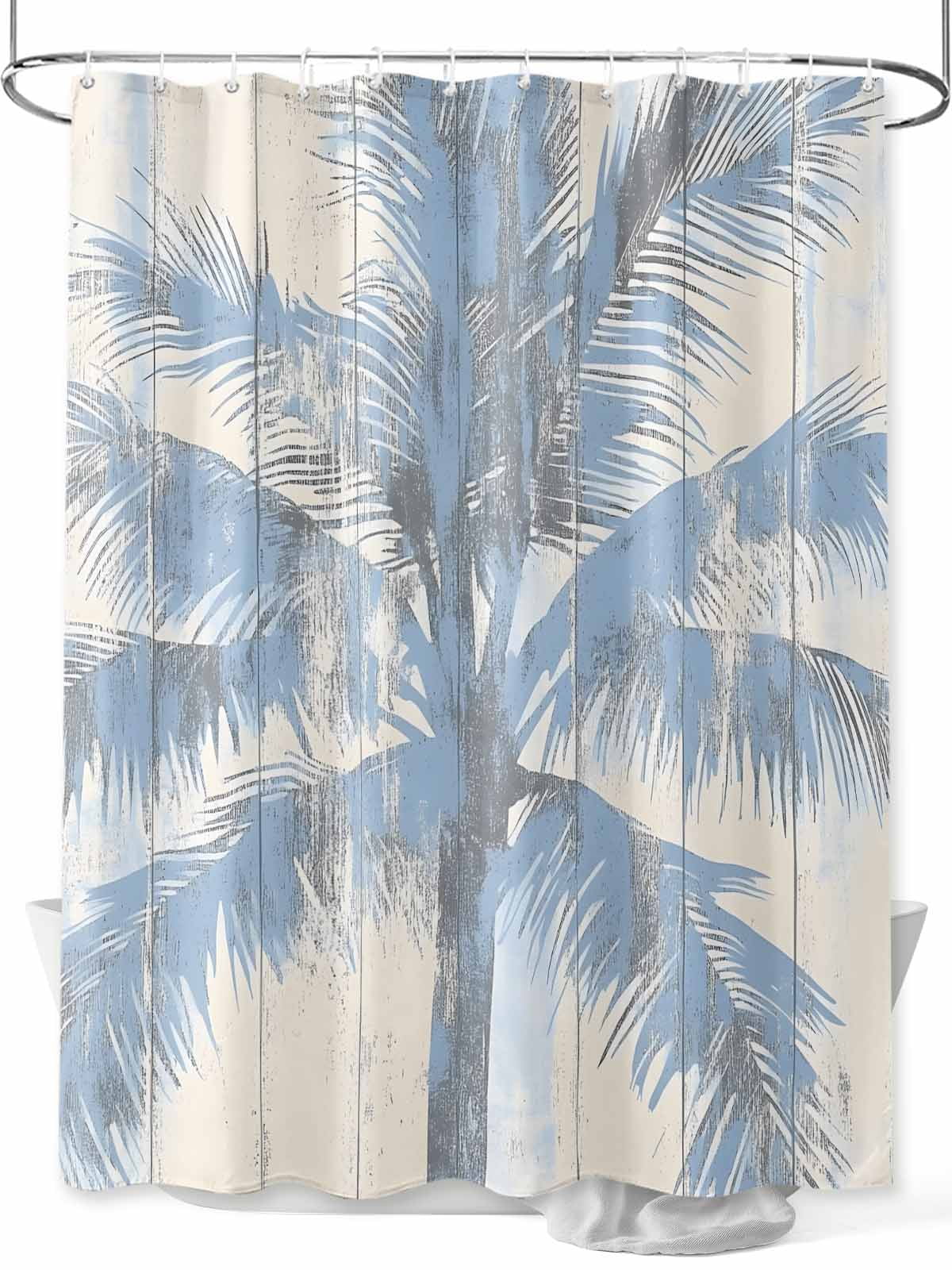 Boanket Polyester Fabric Blue Palm Trees Shower Curtain, Vintage Summer ...