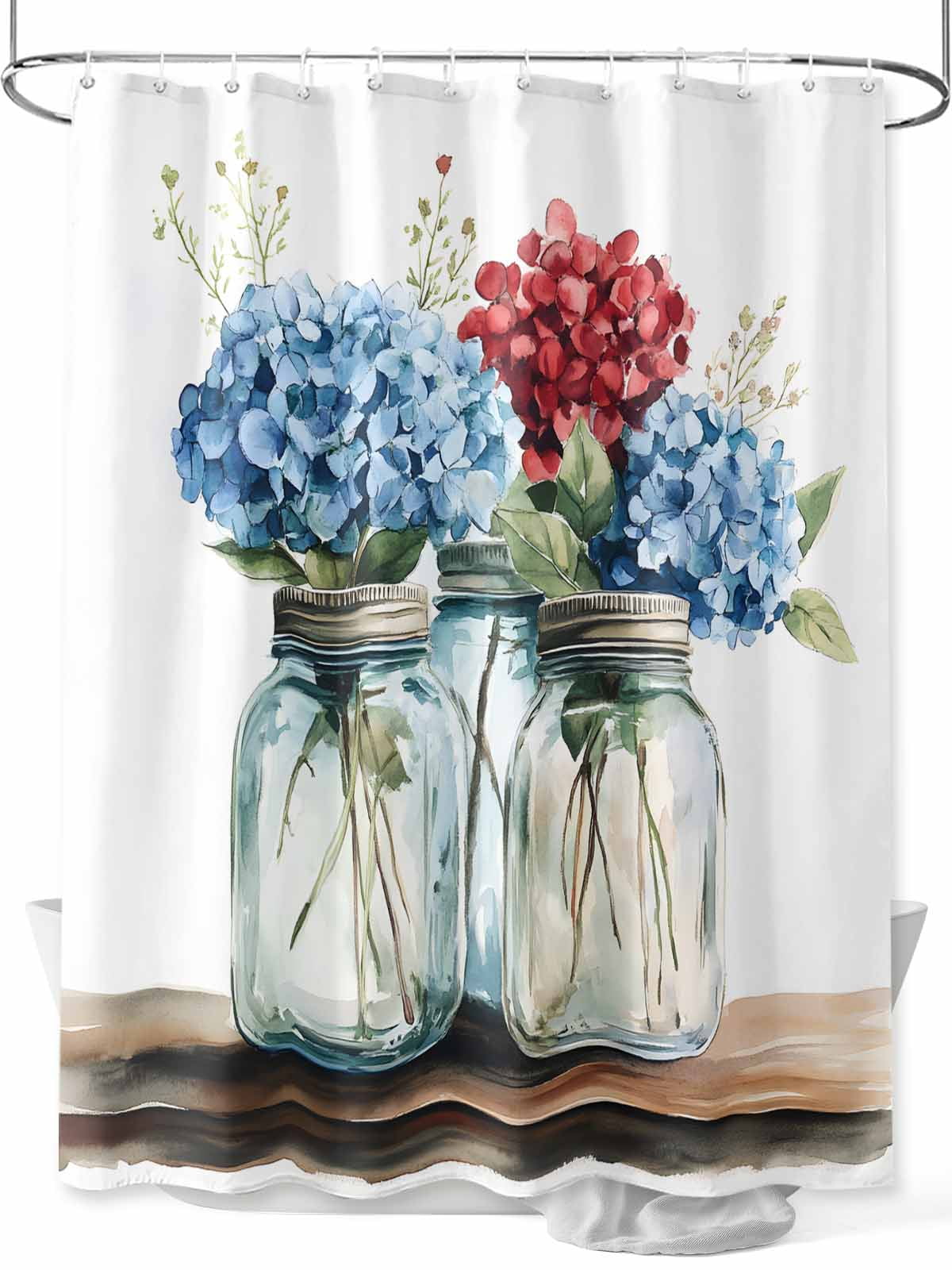 Boanket Polyester Fabric Blue Red Flower Shower Curtain, Bottle Floral ...