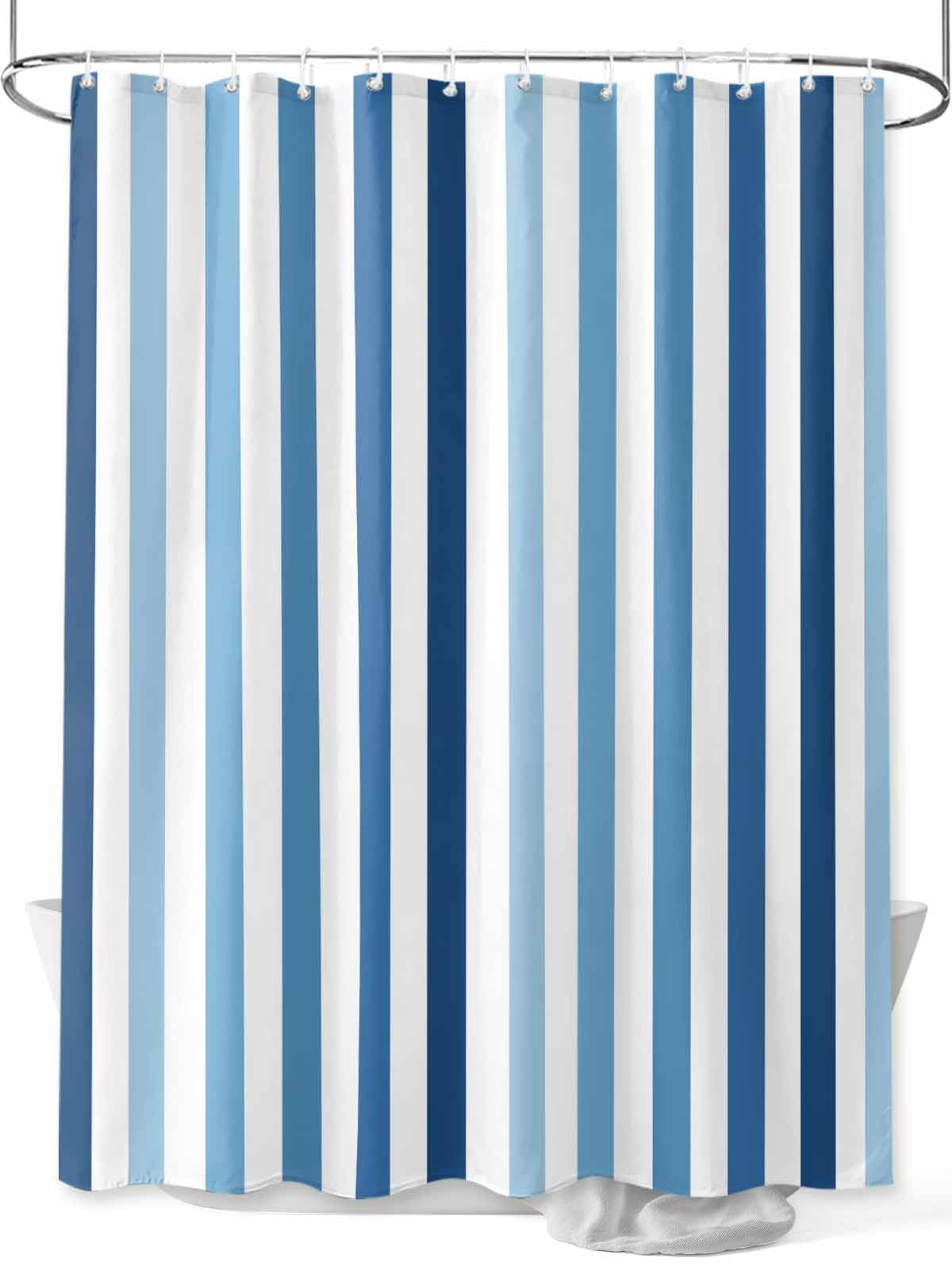 Boanket Polyester Fabric Blue Stripe Shower Curtain, Ombre Geometric ...