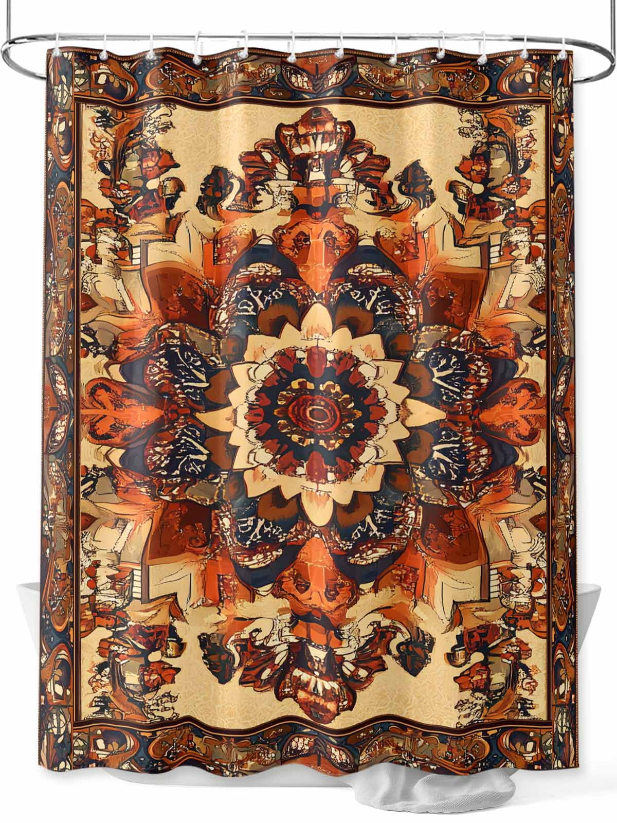 Boanket Polyester Fabric Bohemian Flower Shower Curtain, Boho Tribal ...