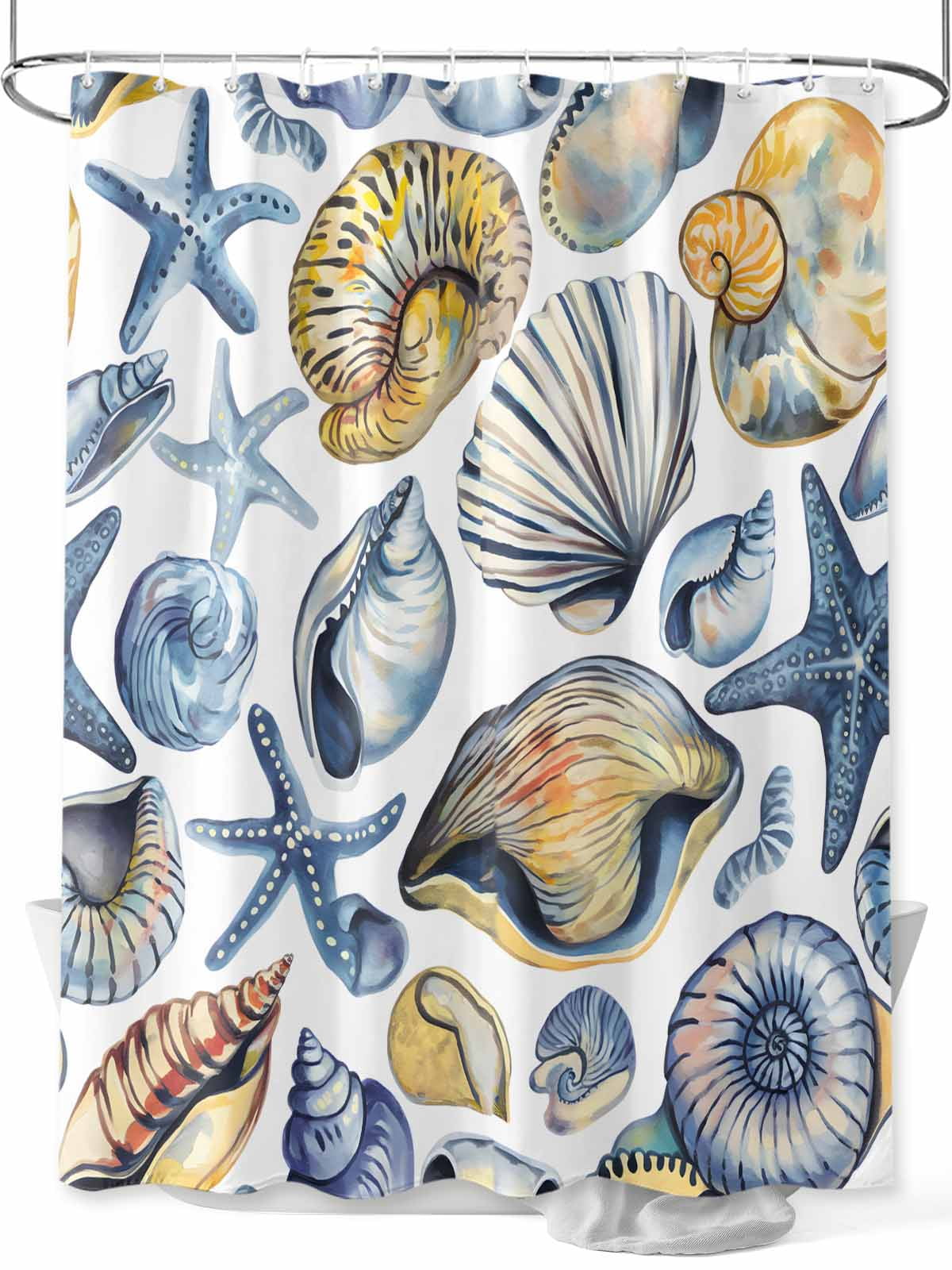 Boanket Polyester Fabric Coastal Seashells Shower Curtain, Ocean Beach ...