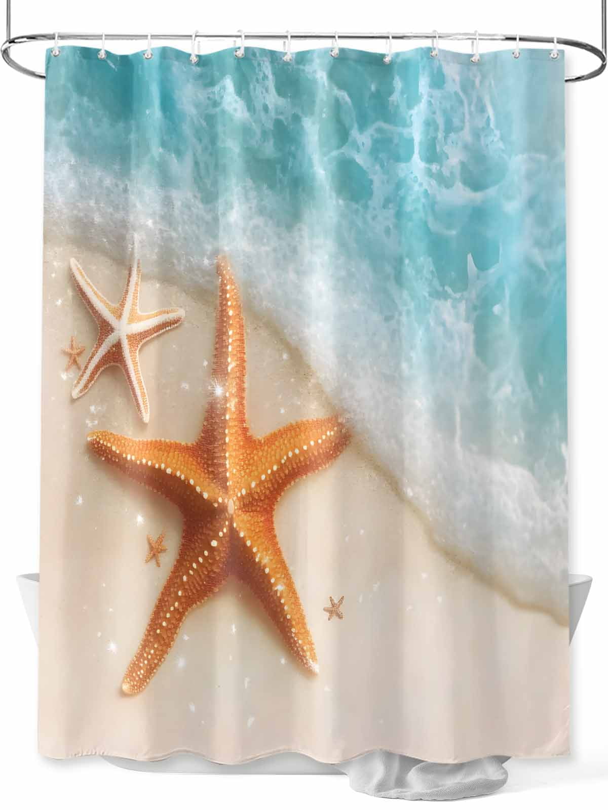Boanket Polyester Fabric Coastal Starfish Shower Curtain, Simple Summer ...
