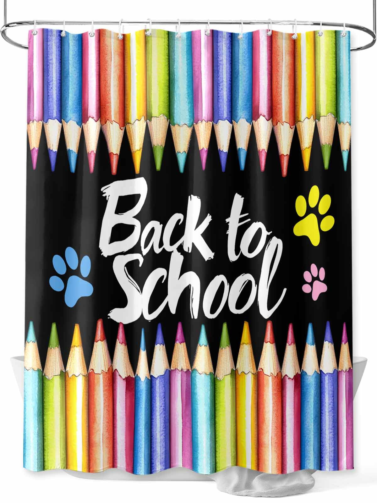 Boanket Polyester Fabric Colorful Pencils Shower Curtain, Dog Paws Back ...