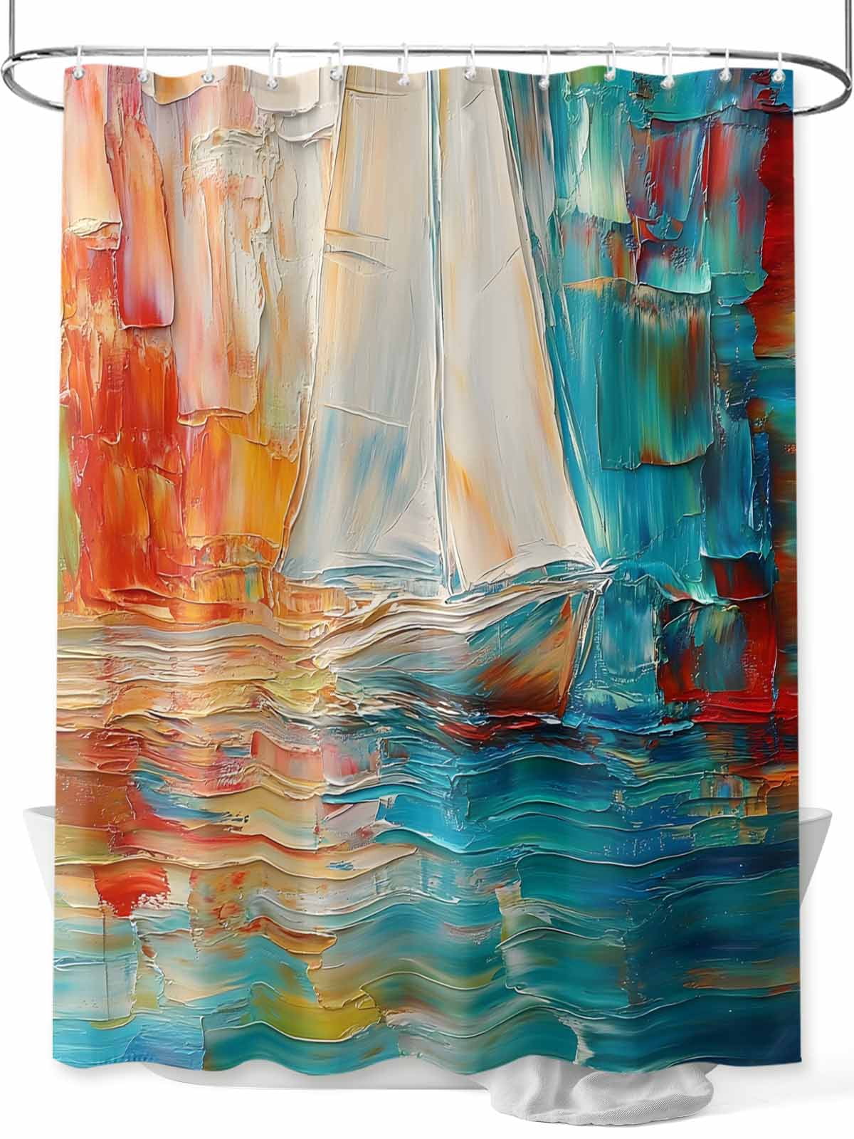 Boanket Polyester Fabric Colorful Ship Shower Curtain, Modern Abstract ...