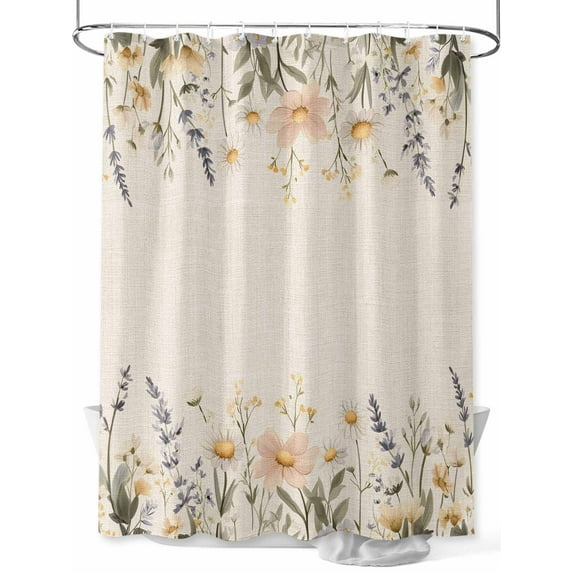 Boanket Polyester Fabric Daisy Botanical Shower Curtain, Vintage ...