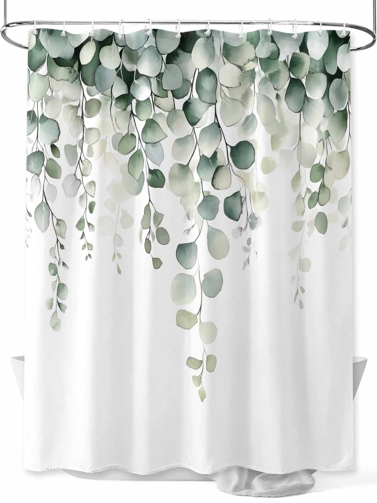 Boanket Polyester Fabric Eucalyptus Leaves Shower Curtain, Watercolor ...