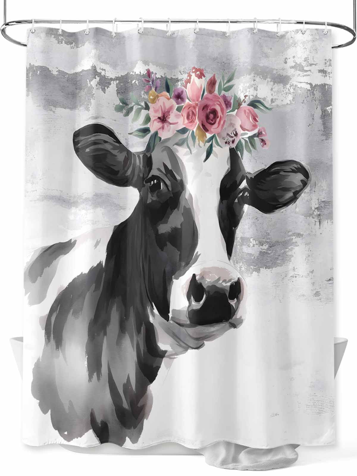 Boanket Polyester Fabric Farmhouse Cow Shower Curtain, Watercolor ...