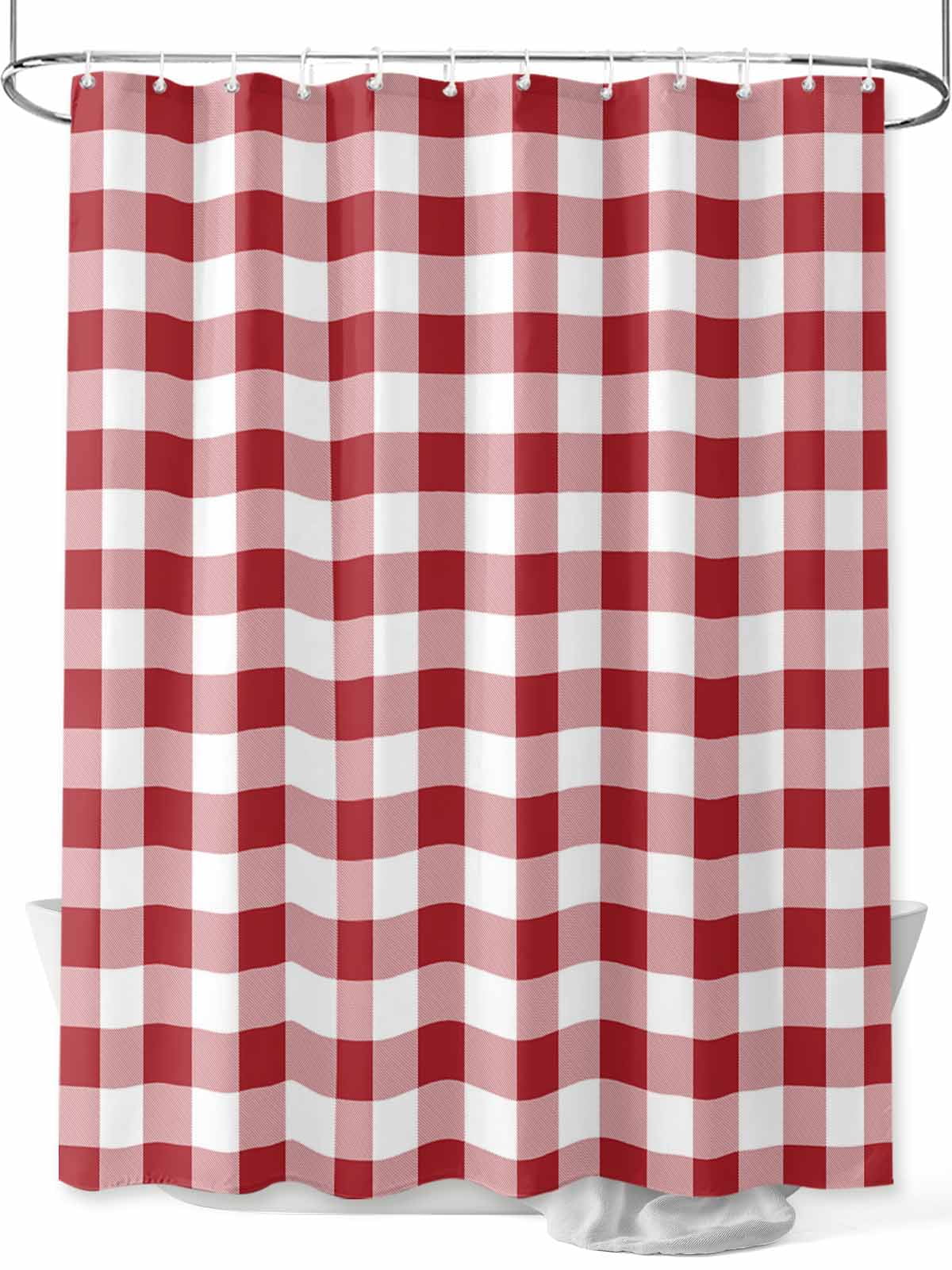 Boanket Polyester Fabric Farmhouse Red Plaid Shower Curtain, Rustic Red ...
