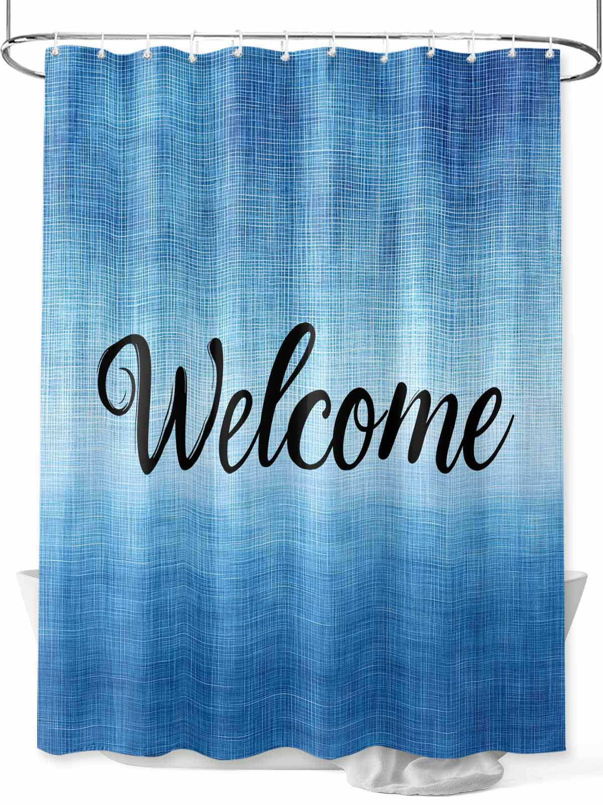 Boanket Polyester Fabric Gradient Blue Shower Curtain, Texture Summer ...