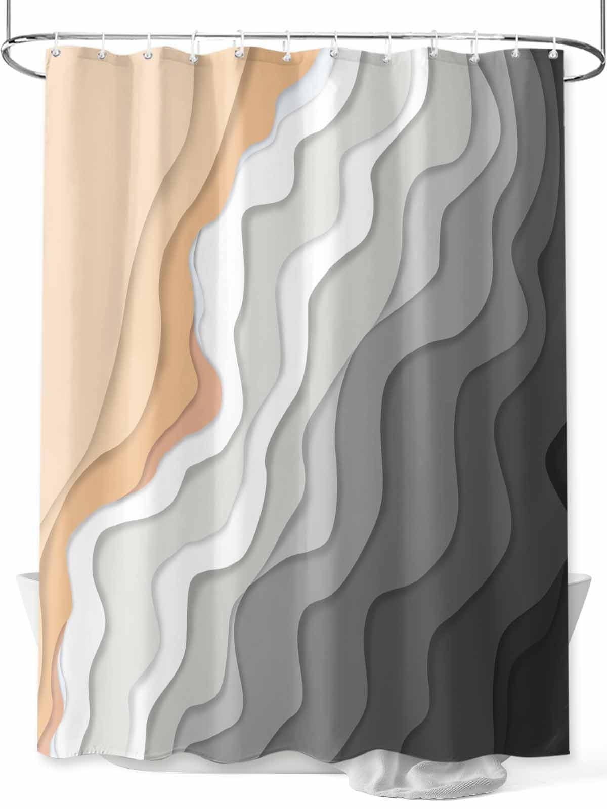 Boanket Polyester Fabric Gray Coastal Beach Shower Curtain, Vintage ...