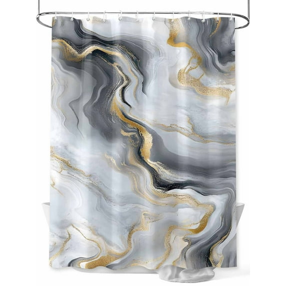 Boanket Polyester Fabric Gray Ombre Marble Shower Curtain, Abstract Art ...
