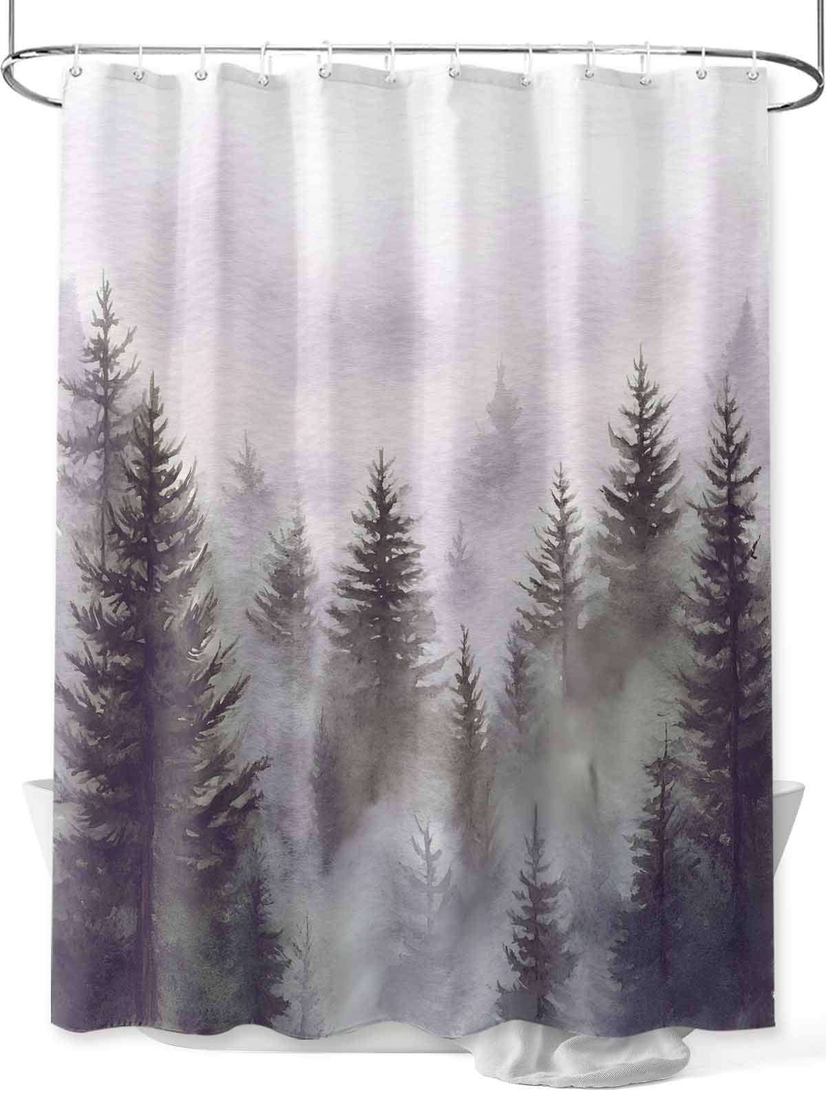 Boanket Polyester Fabric Green Forest Shower Curtain, Vintage Rustic ...