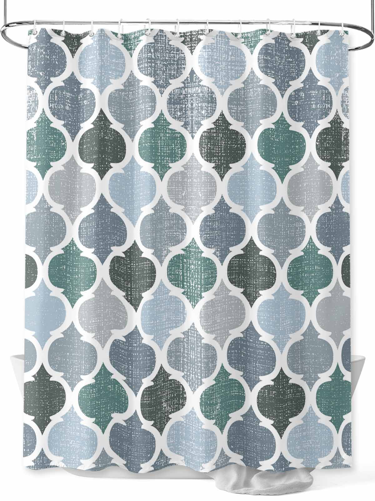 Boanket Polyester Fabric Green Grey Morocco Pattern Shower Curtain ...