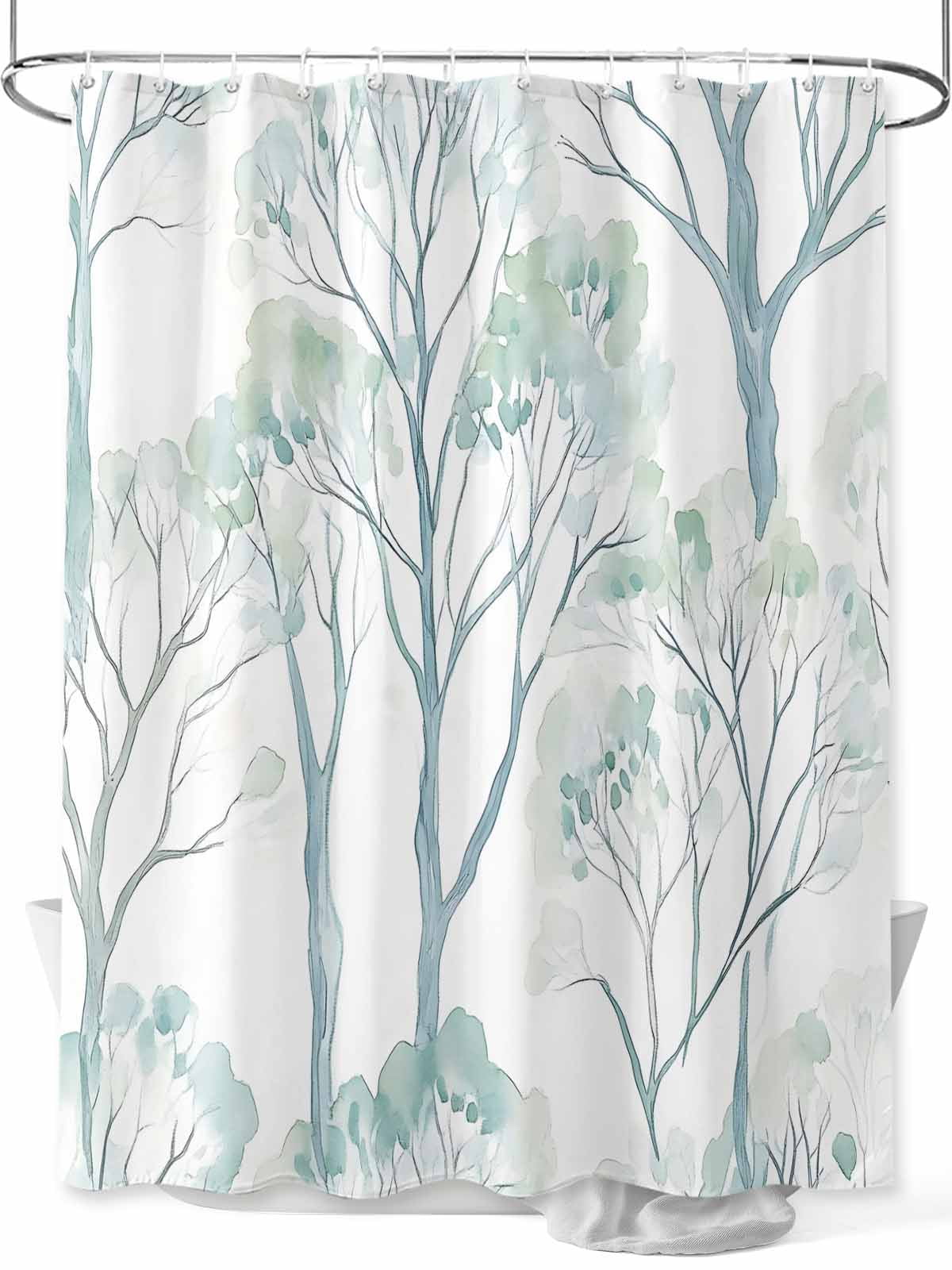 Boanket Polyester Fabric Green Ombre Leaves Tree Shower Curtain ...