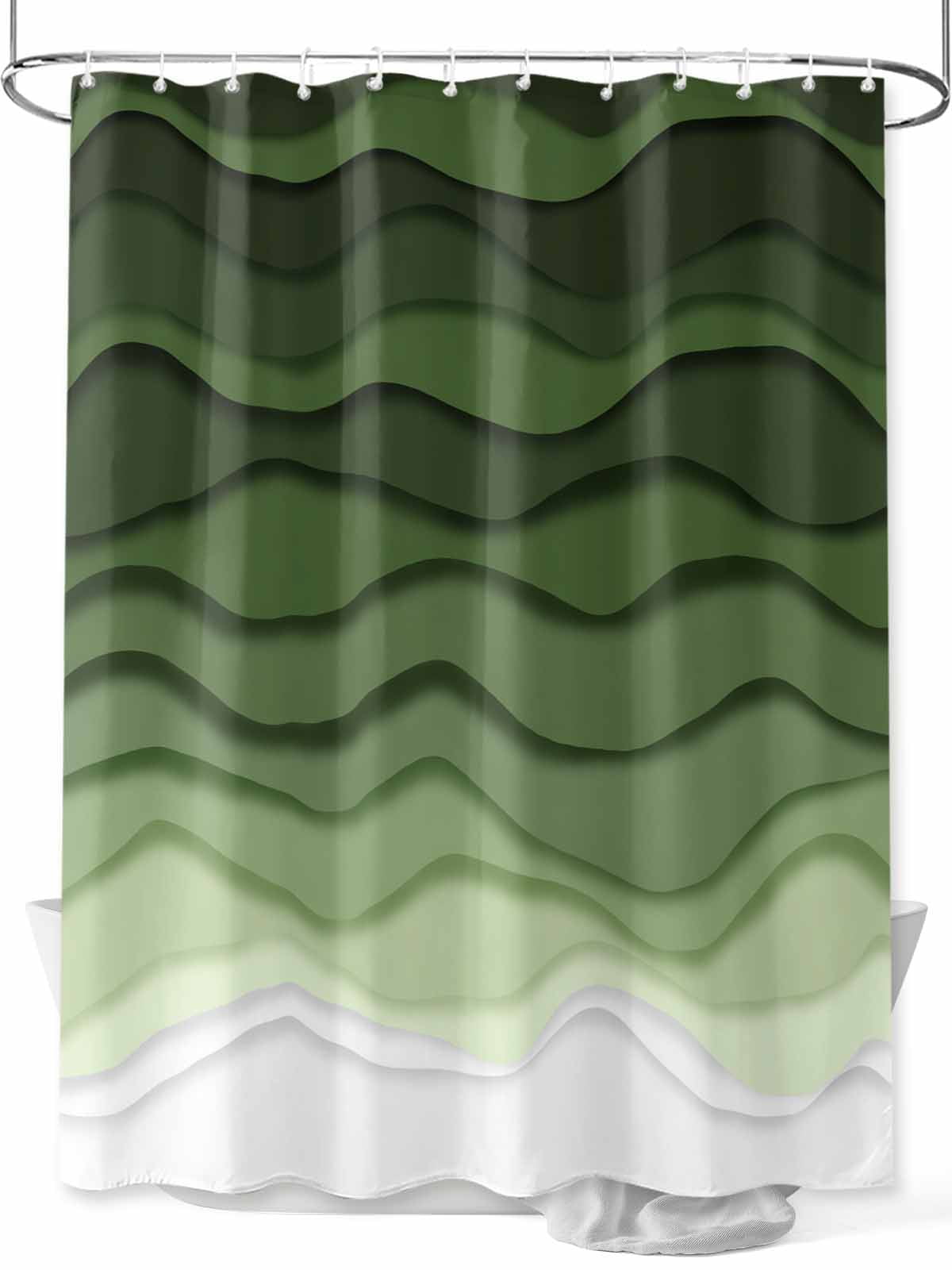 Boanket Polyester Fabric Green Ombre Stripes Shower Curtain, Modern ...