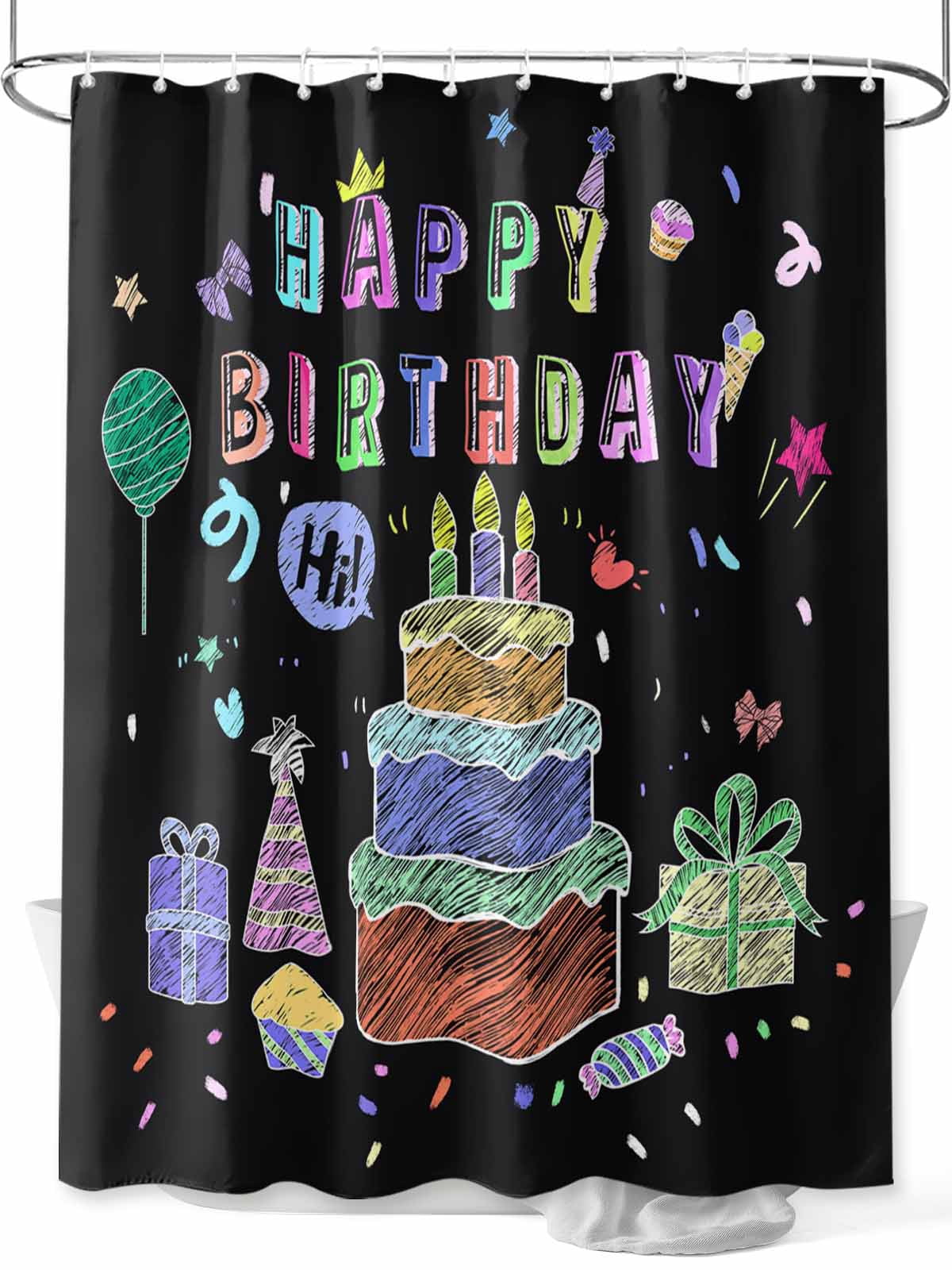 Boanket Polyester Fabric Happy Birthday Shower Curtain, Birthday Gifts ...