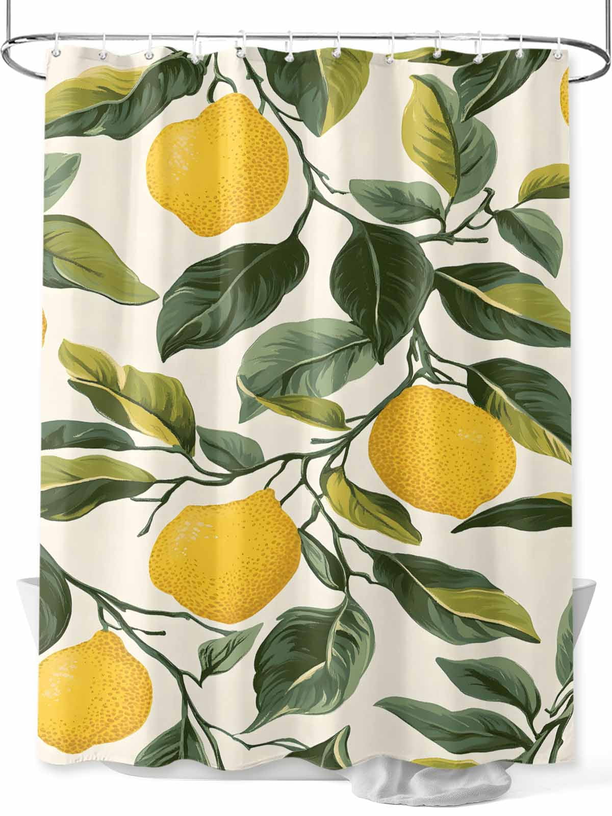 Boanket Polyester Fabric Lemon Shower Curtain, Watercolor Summer Leaves ...
