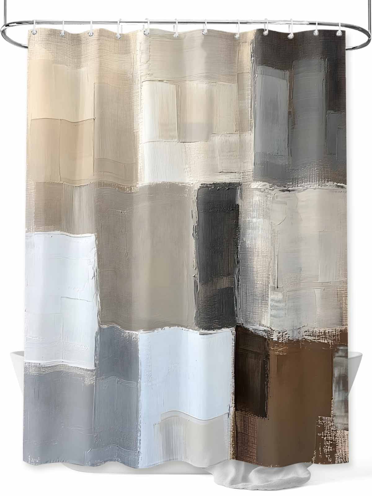 Boanket Polyester Fabric Modern Brown Beige Shower Curtain, Grey White ...