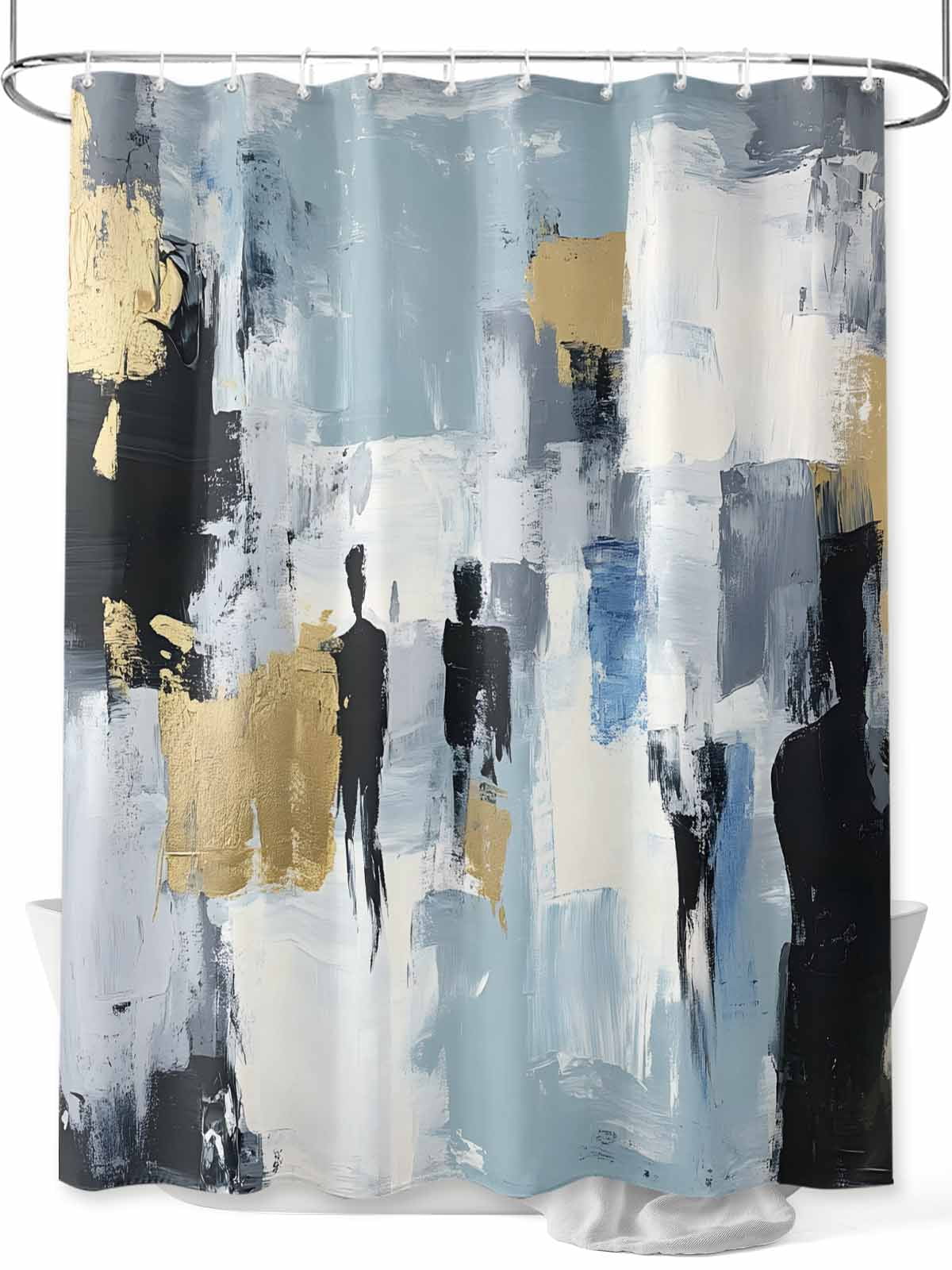 Boanket Polyester Fabric Modern Geometric Shower Curtain, Abstract Oil ...