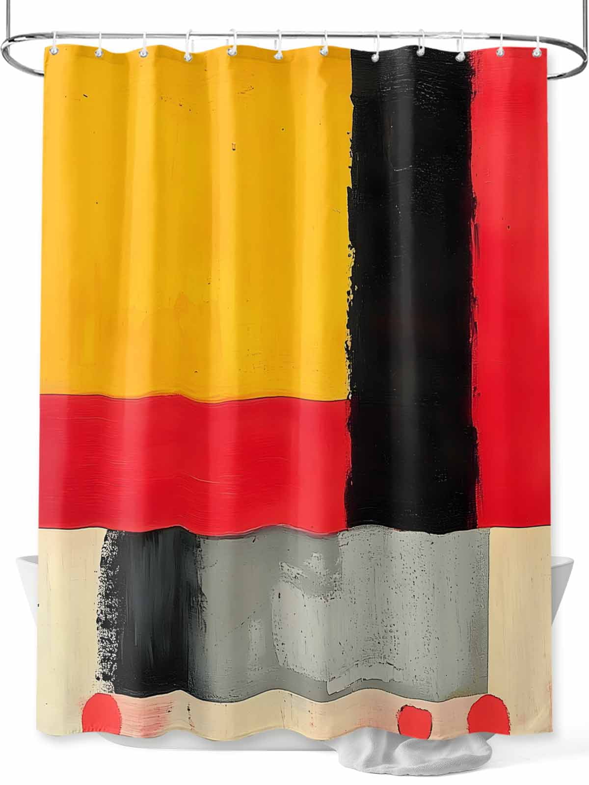 Boanket Polyester Fabric Modern Geometric Shower Curtain, Yellow Red ...