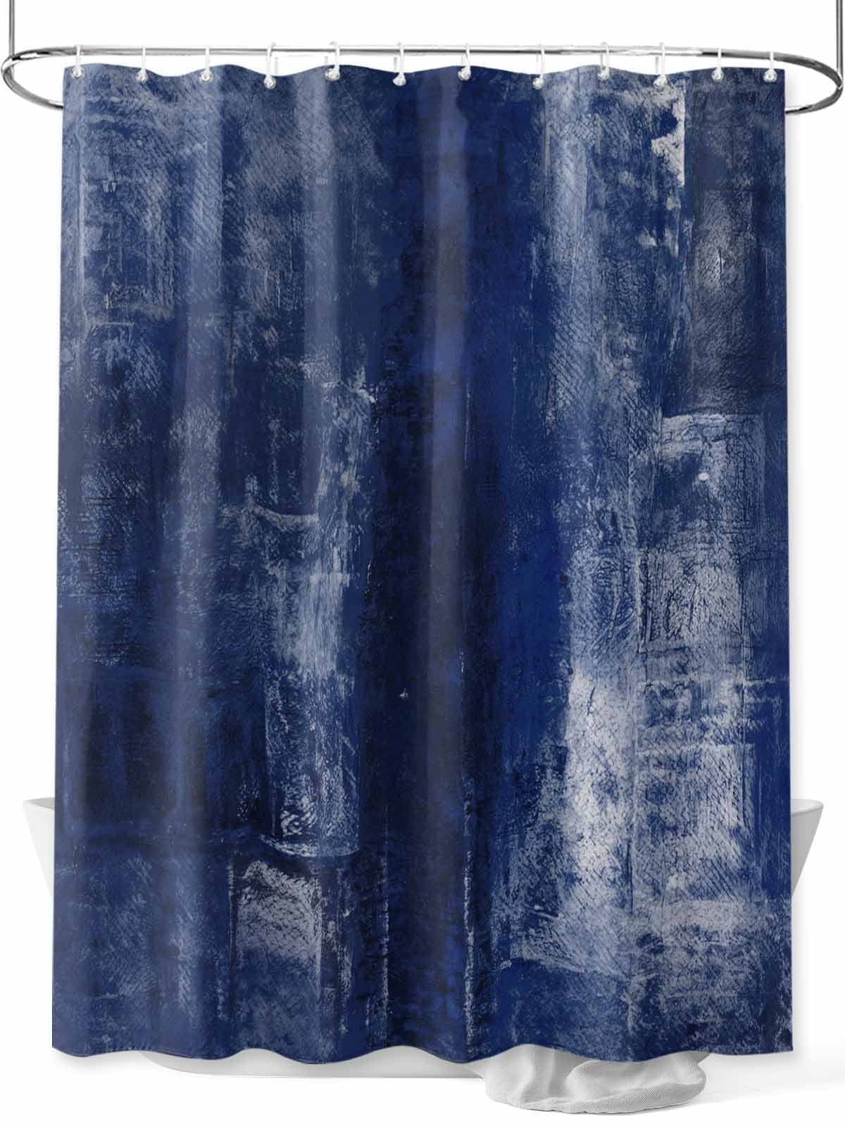 Boanket Polyester Fabric Navy Blue Shower Curtain, Retro Oil Painting ...