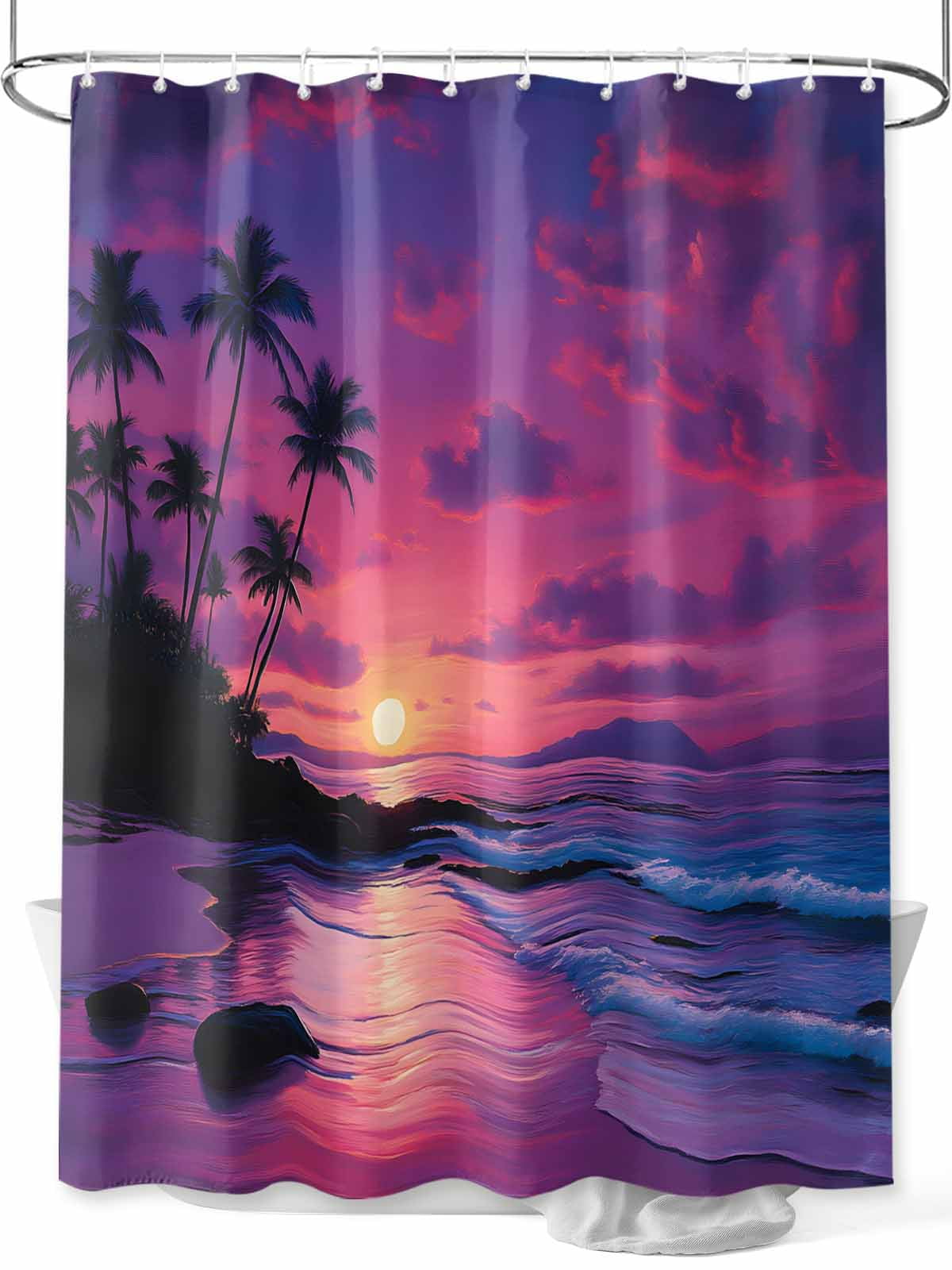 Boanket Polyester Fabric Ocean Sunset Shower Curtain, Summer Ocean ...