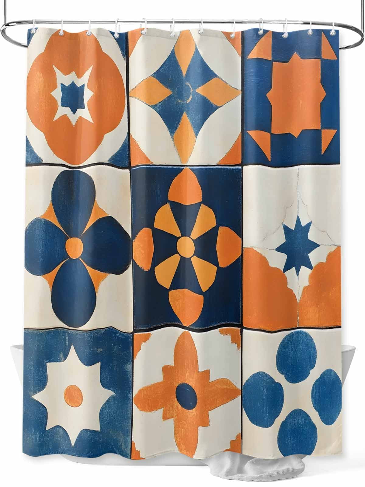 Orange And Blue Shower Curtainnull