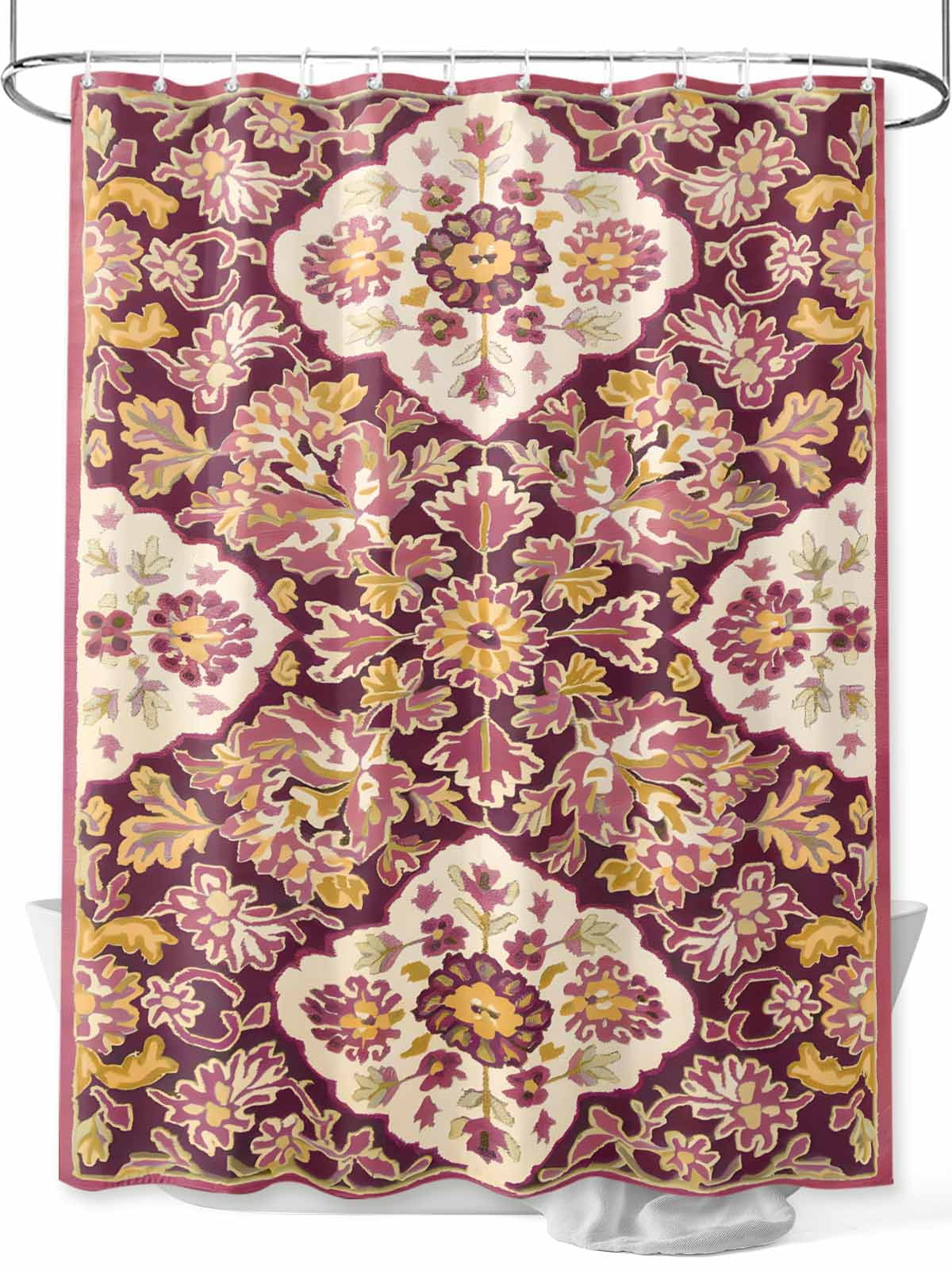 Boanket Polyester Fabric Red Boho Shower Curtain, Country Vintage ...