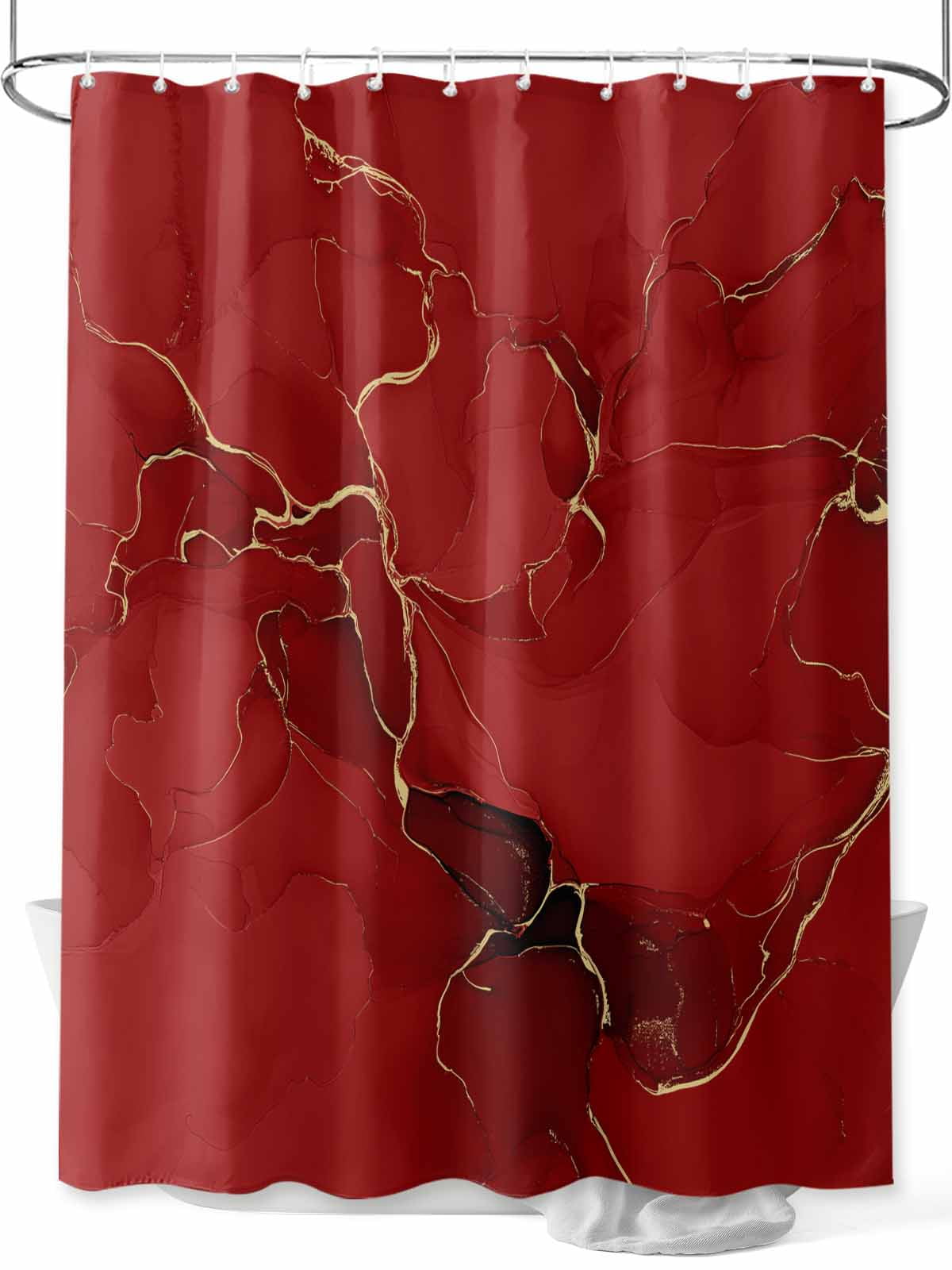 Boanket Polyester Fabric Red Marble Texture Shower Curtain, Vintage ...
