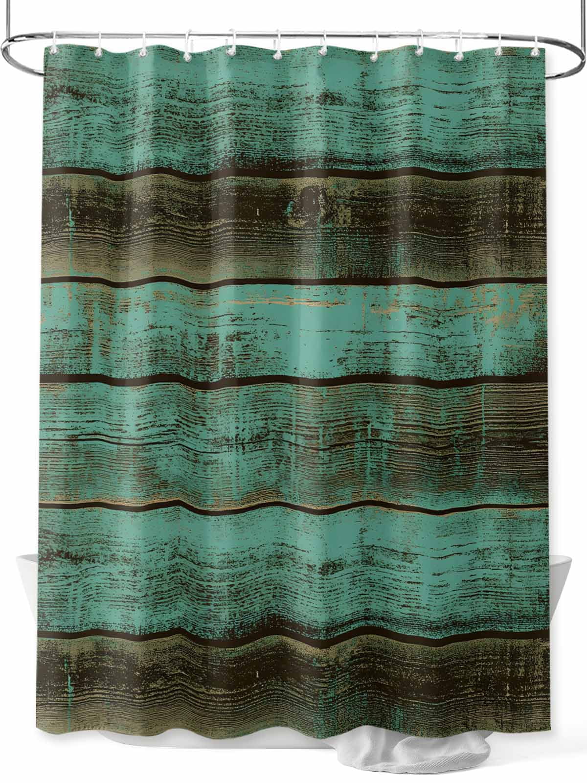 Boanket Polyester Fabric Retro Wood Grain Shower Curtain, Farm Green ...