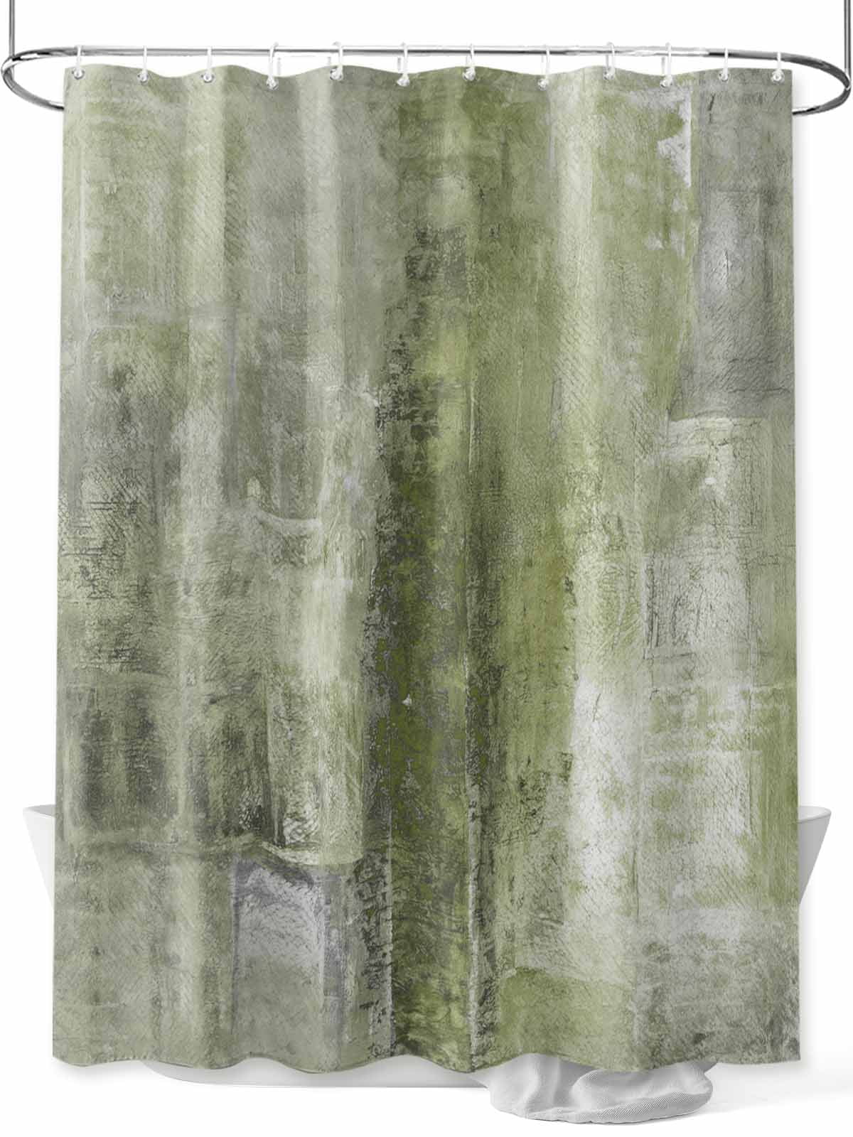 Boanket Polyester Fabric Sage Green Oil Painting Shower Curtain, Modern ...