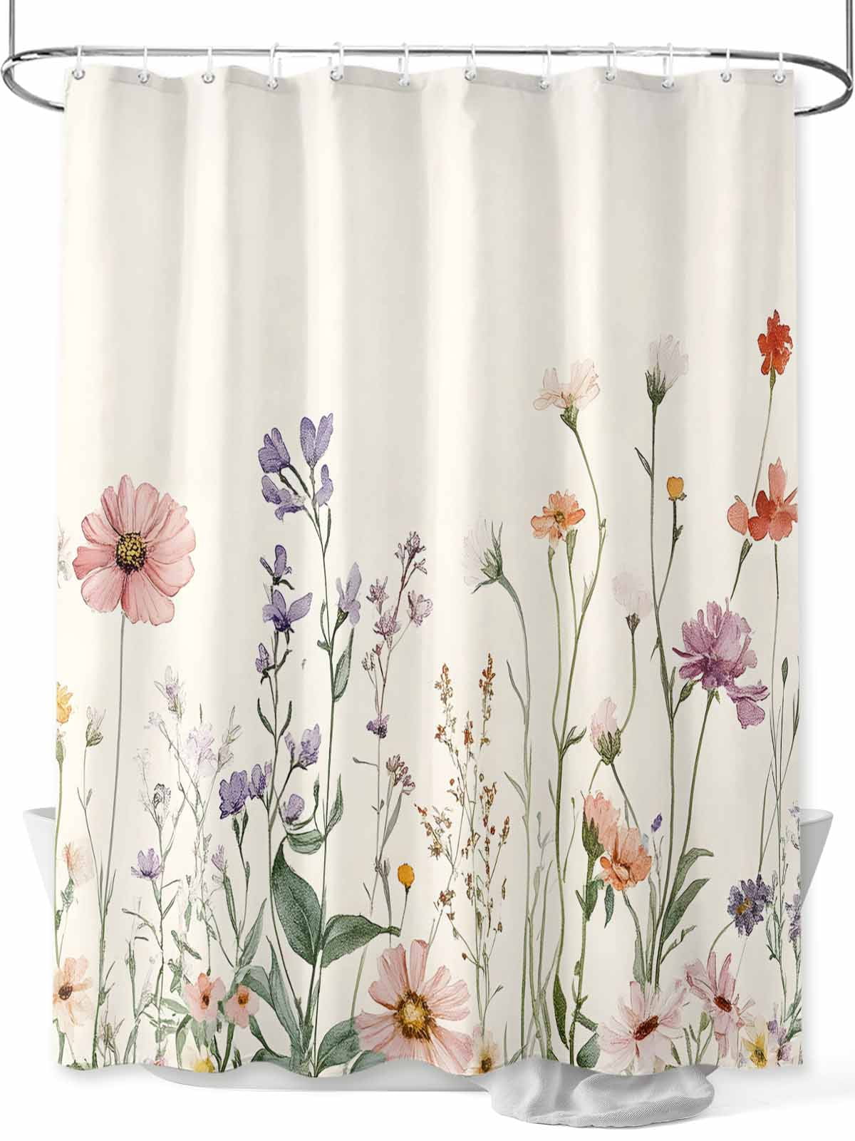 Boanket Polyester Fabric Summer Floral Botanical Shower Curtain, Spring ...