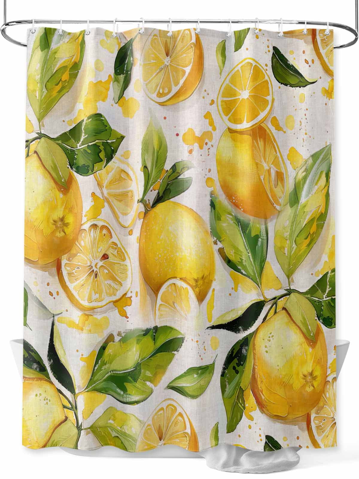 Boanket Polyester Fabric Summer Lemon Shower Curtain, Watercolor Summer ...