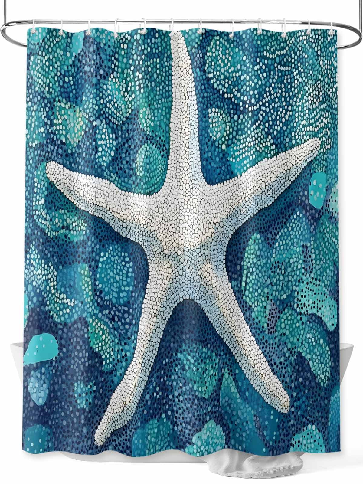 Boanket Polyester Fabric Summer Starfish Shower Curtain, Coastal Ocean ...
