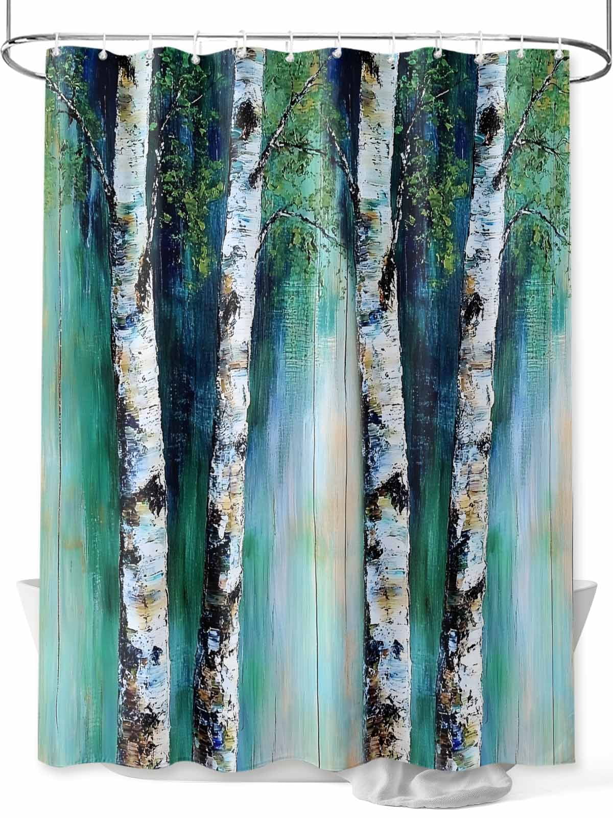 Boanket Polyester Fabric Teal Green Wood Print Shower Curtain, Vintage ...