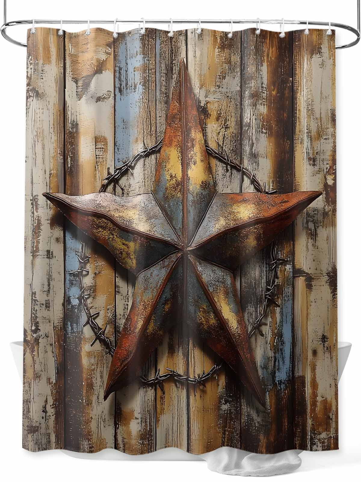 Boanket Polyester Fabric Texas Star Retro Shower Curtain, Country ...
