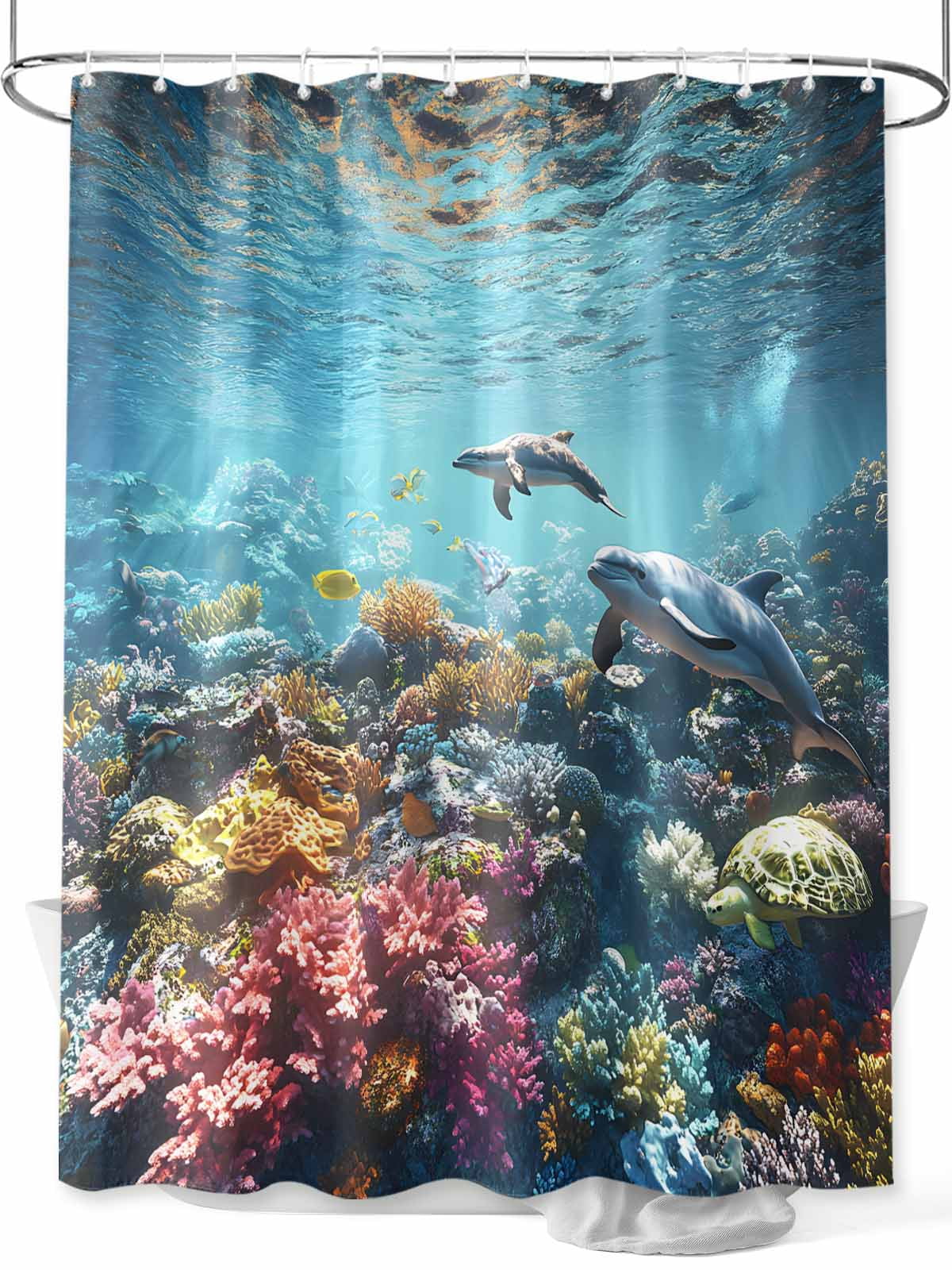 Boanket Polyester Fabric Underwater Animals Shower Curtain, Turtle ...