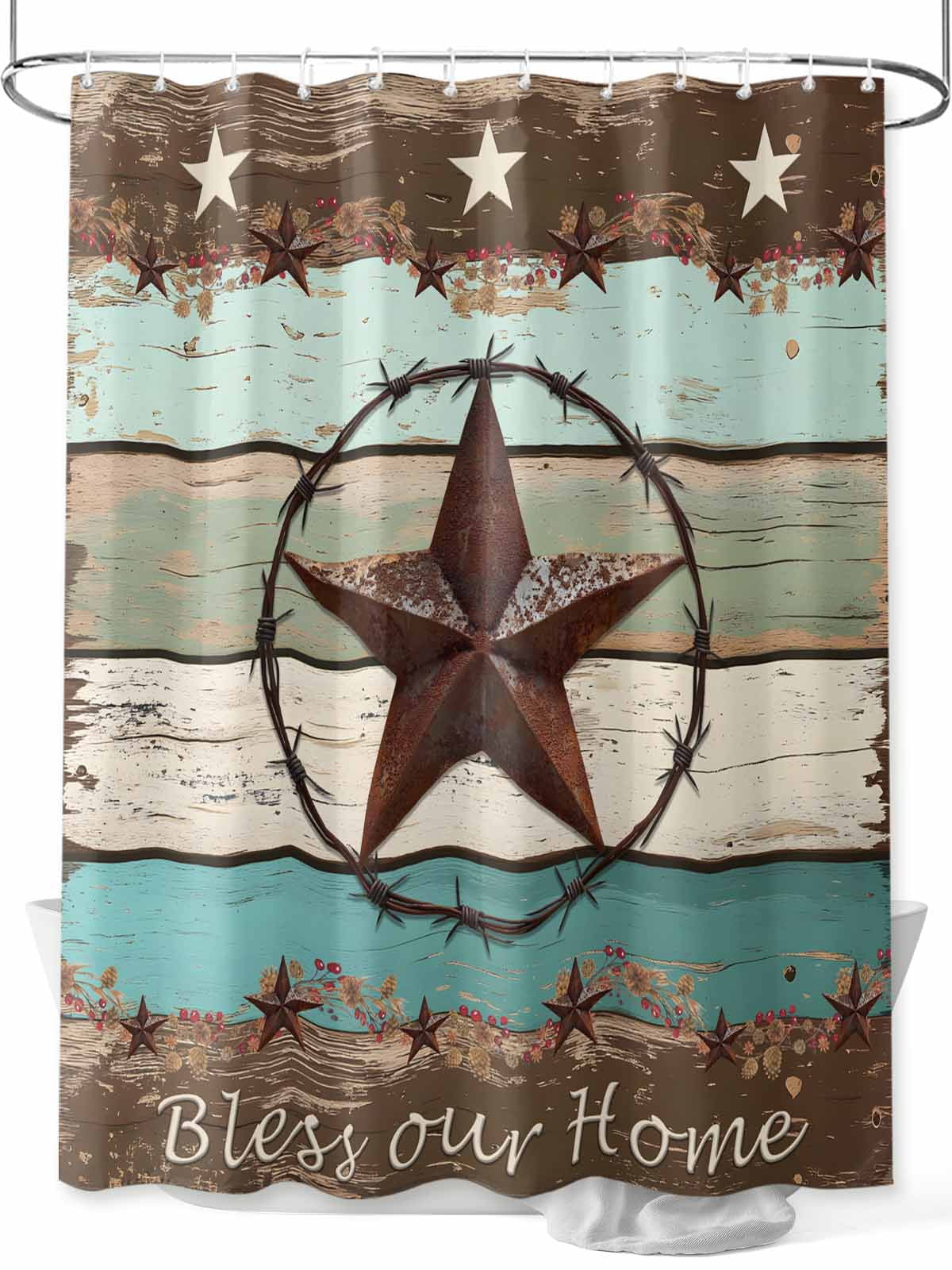 Boanket Polyester Fabric West Texas Star Rustic Shower Curtain ...