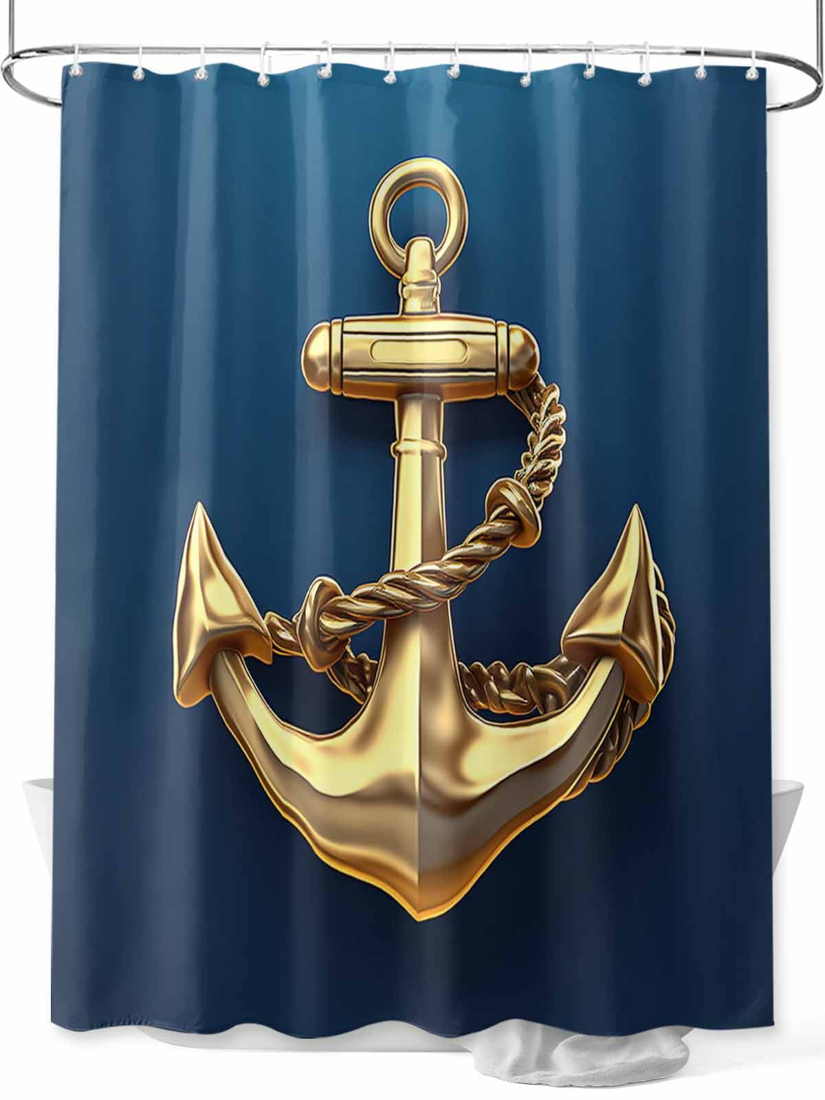 Boanket Polyester Fabric Yellow Anchor Shower Curtain, Coastal Nautical ...