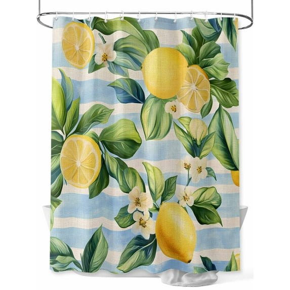 Boanket Polyester Fabric Yellow Lemon Shower Curtain, Summer Botanical ...