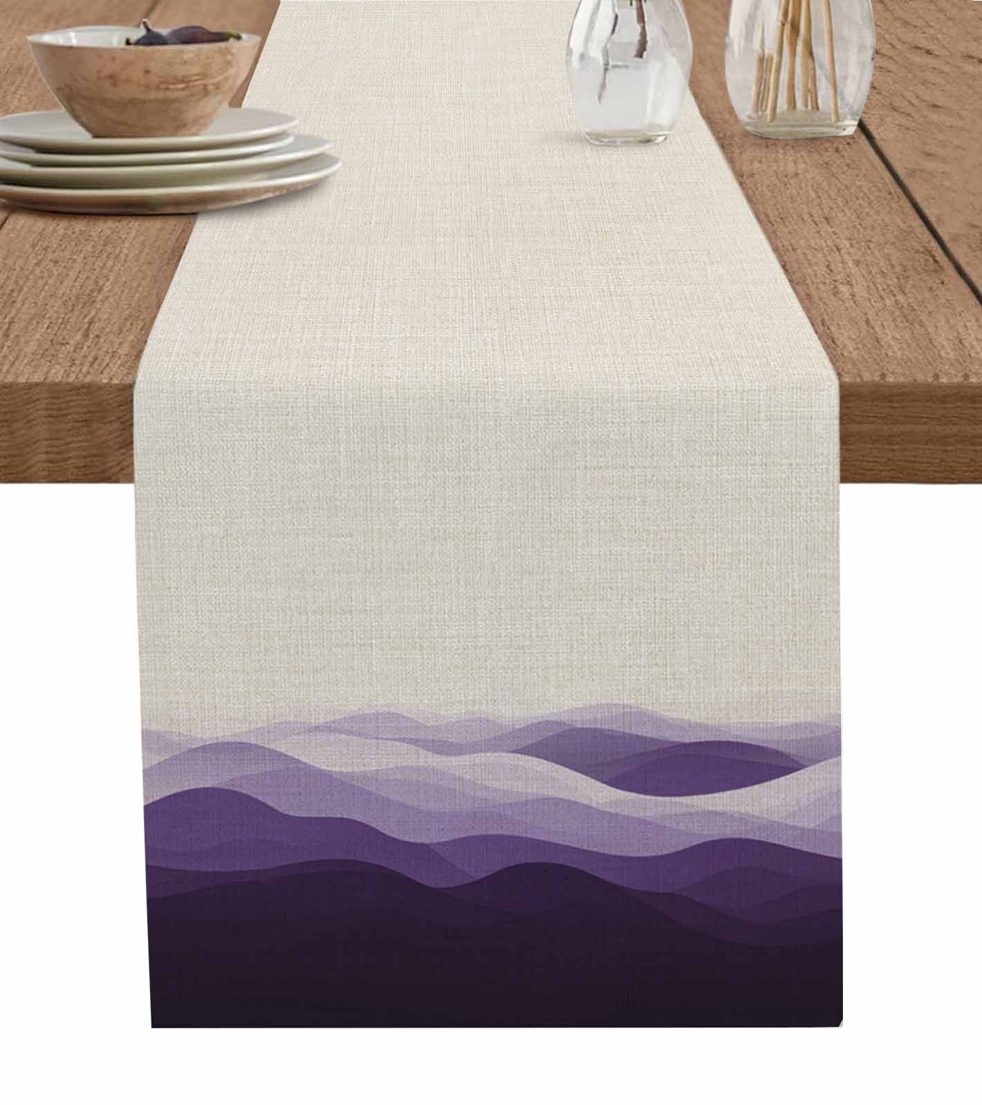 Boanket Purple Beige Ombre Table Runner - 70 Inch Long, Kitchen Dining ...