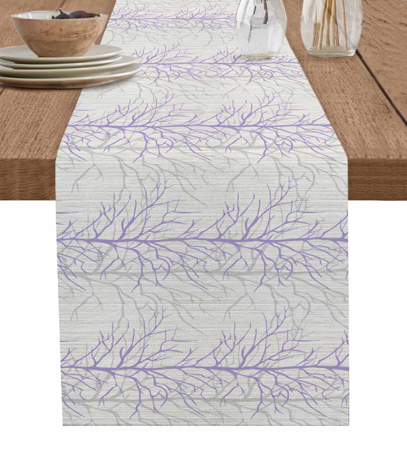 Boanket Purple Botanical Table Runner - 72 Inch Long, Kitchen Dining ...